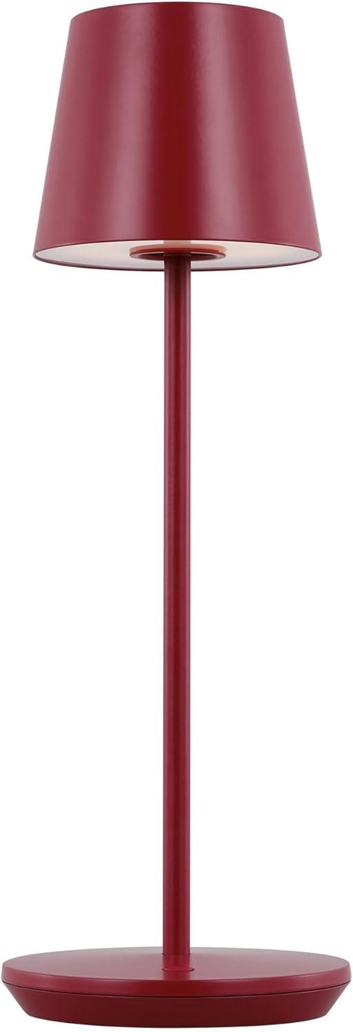 Mena Accent Rechargeable Table Lamp – 14.5” Dark Red Steel Lamp with 3 ...