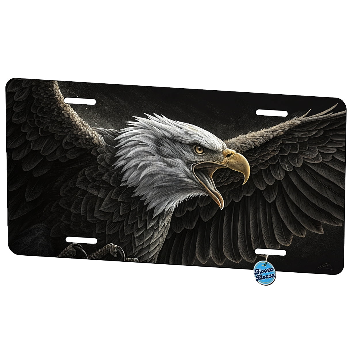 Menacing Bald Eagle Dark Background Metal Novelty License Plate ...