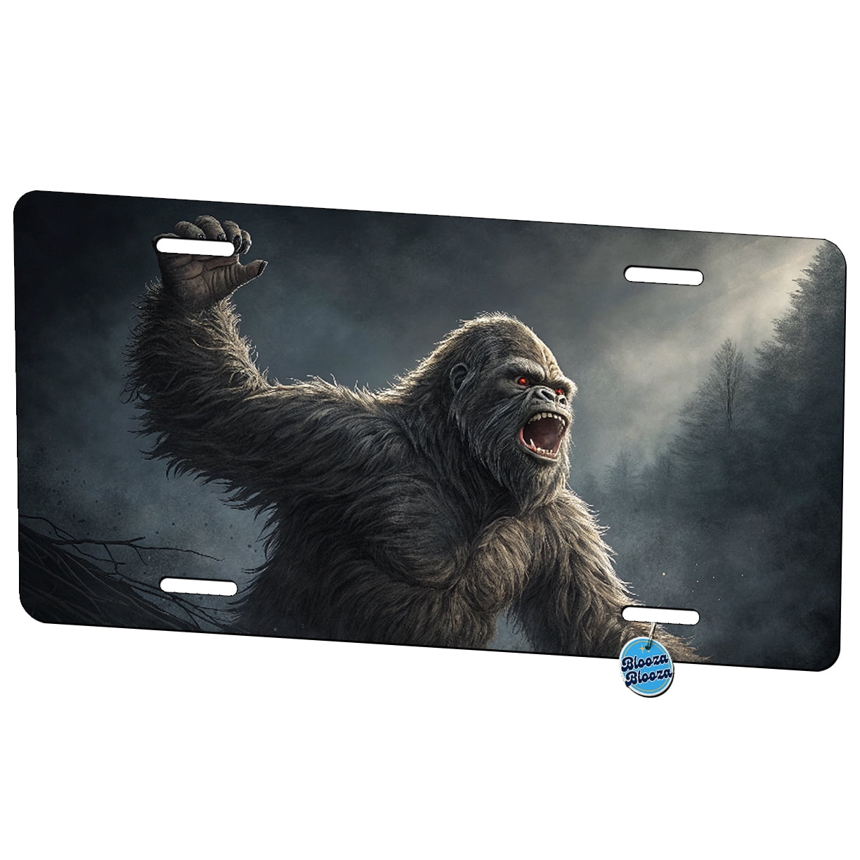 Menacing Bigfoot Gorilla Ape Misty Background Metal Novelty License ...