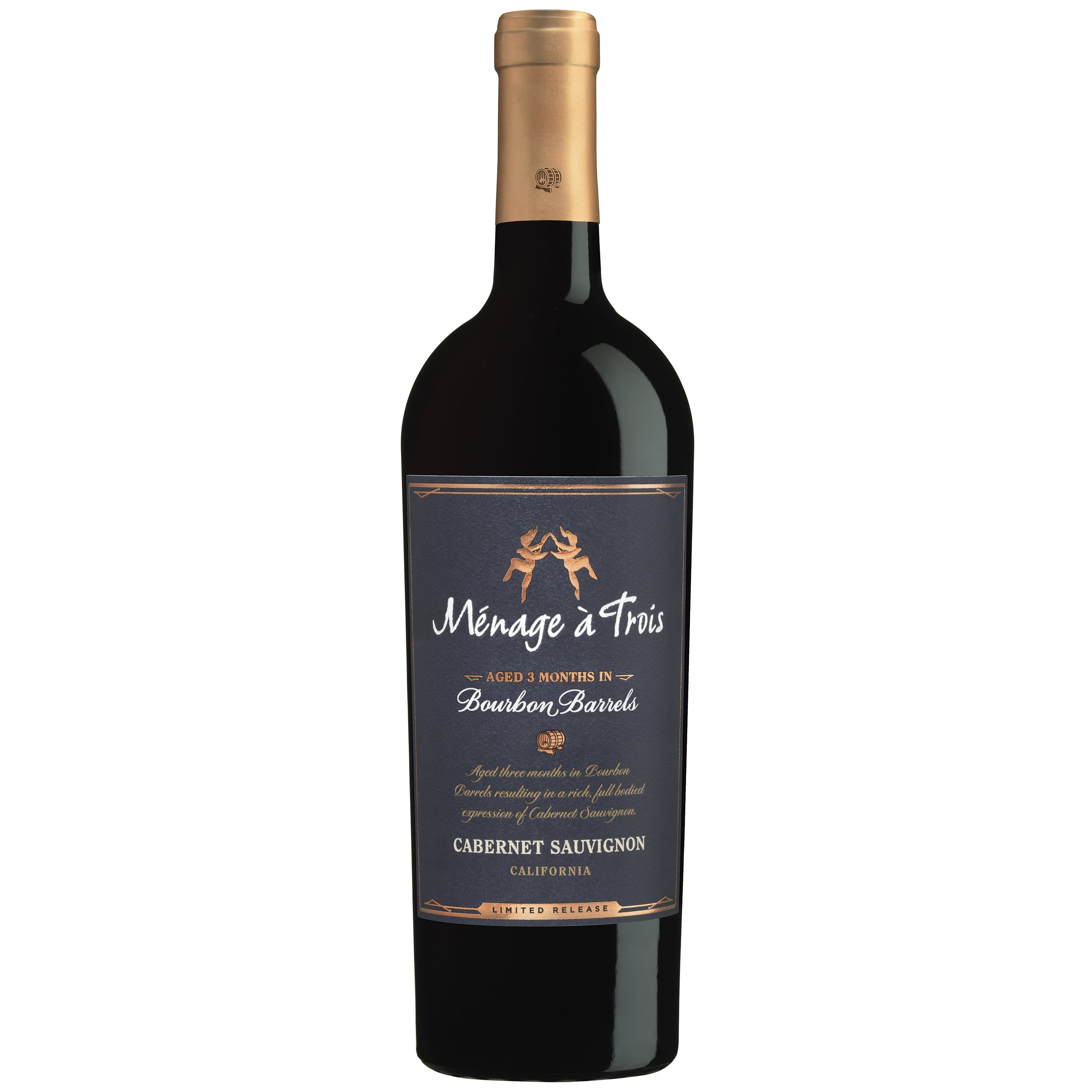 Menage a Trois Bourbon Barrel Cabernet Sauvignon California Red Wine, 750 ml Glass Bottle, 14.5% ...