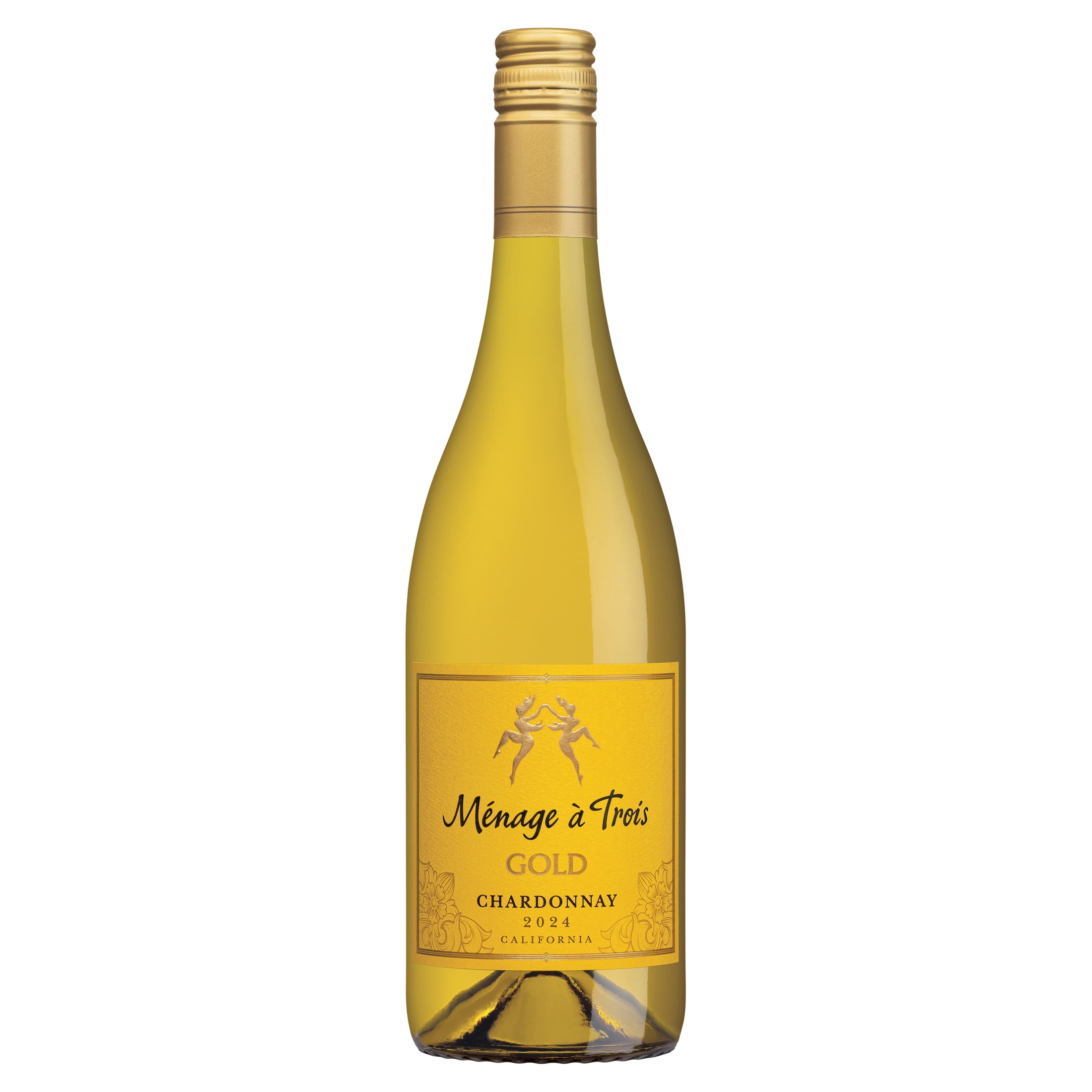Menage a Trois Gold Chardonnay California White Wine, 750 ml, 13.8% ABV ...