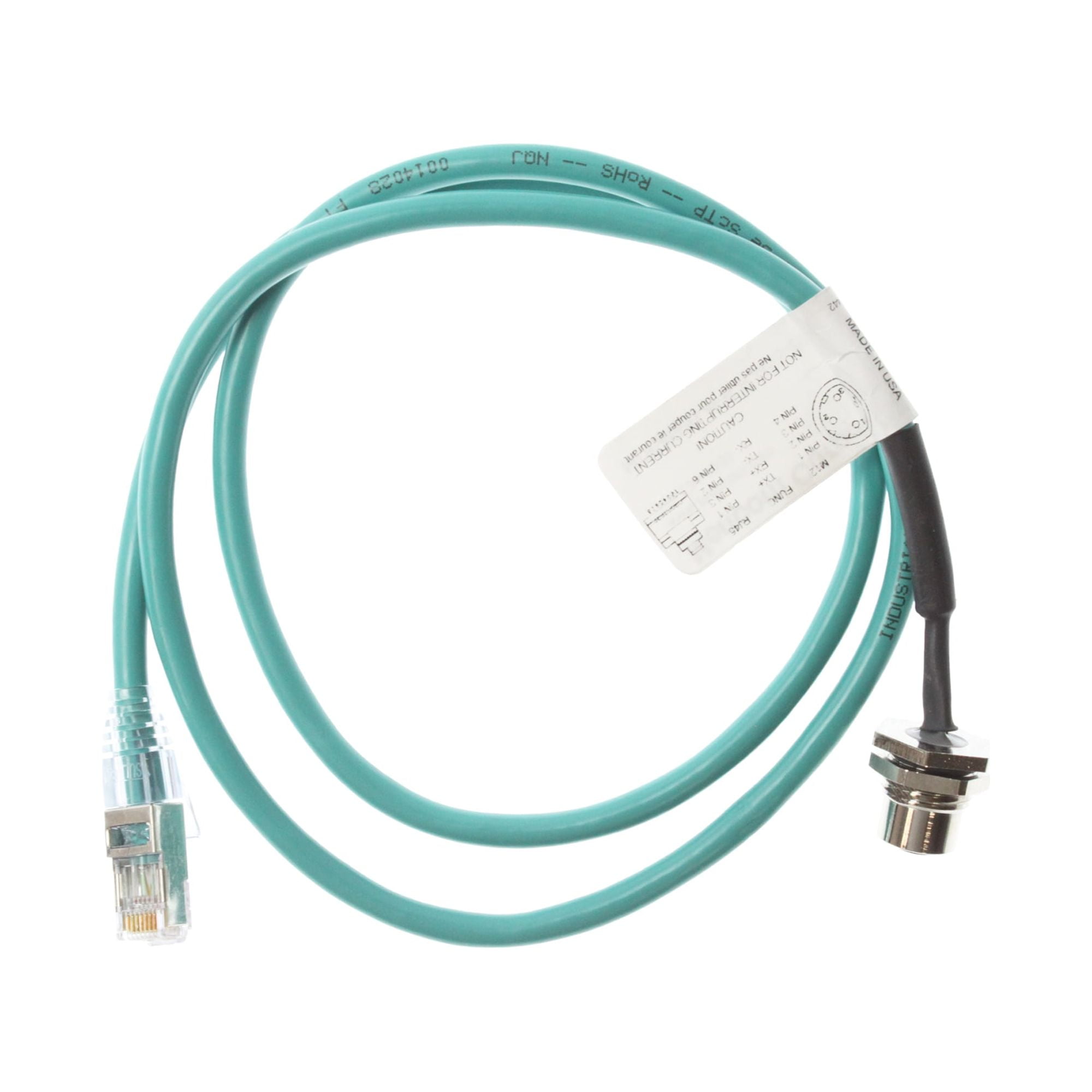 Mencom Ethernet RJ45 to 4-Pin M12 Cable, MDE45PB-4FR-RJ45S-BM-1M, 1 ...