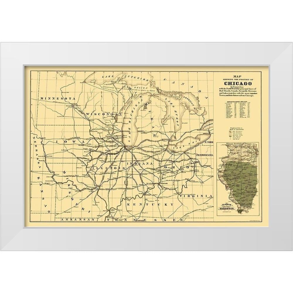Mendel 24x17 White Modern Wood Framed Museum Art Print Titled - Chicago ...