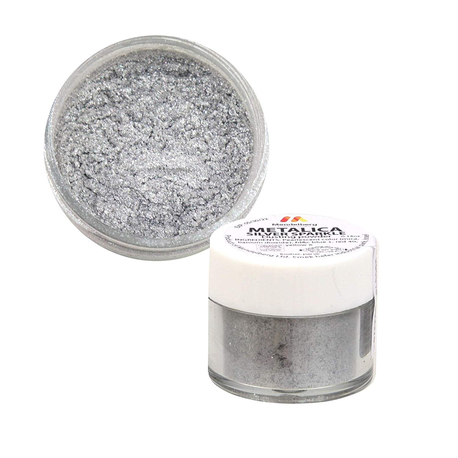 Mendelberg Food-Color Dusting Powder, Metallic Silver Sparkle 0.14 ...