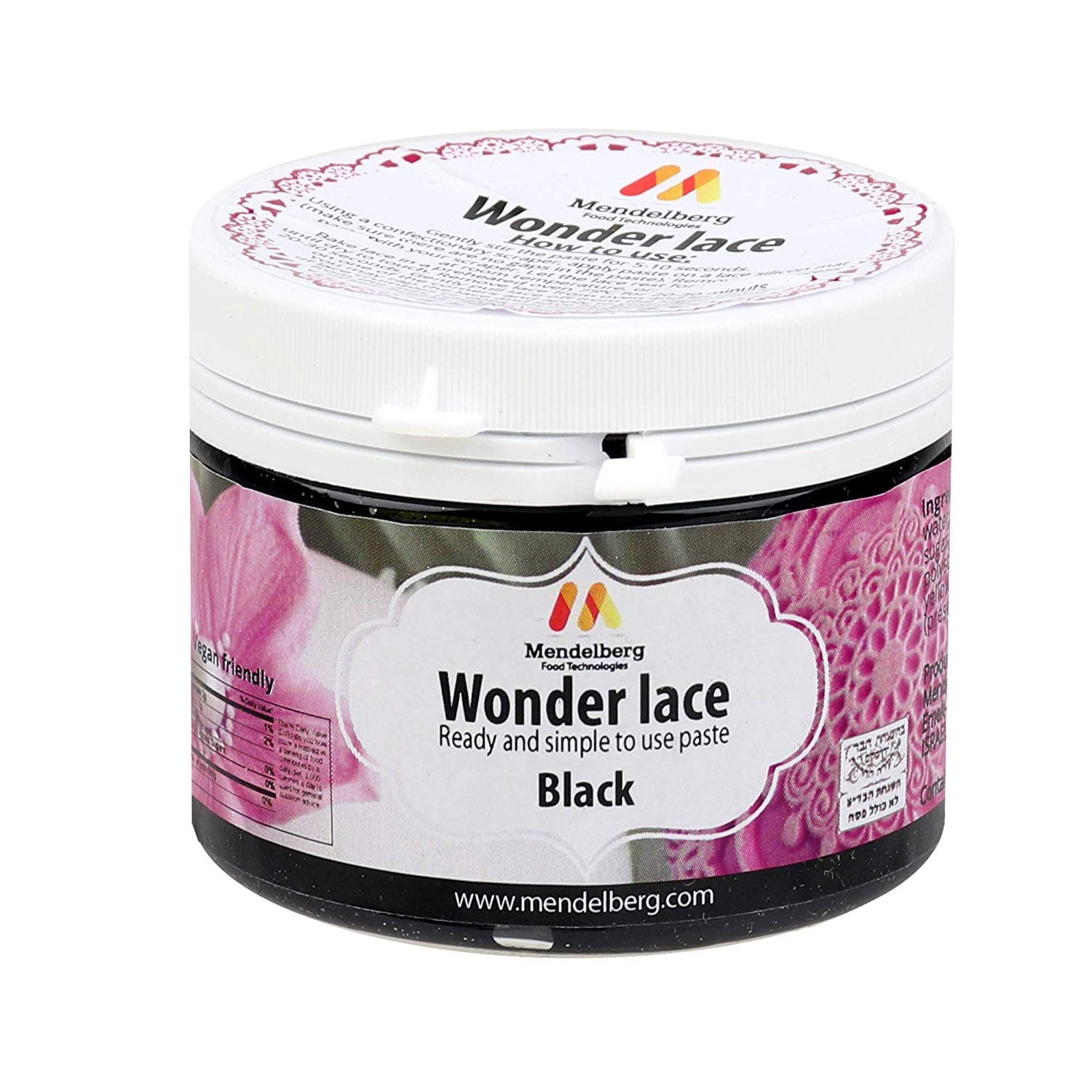 Mendelberg Wonder Lace Edible Cake Lace Paste, Black, 5.2 Fluid Ounces ...
