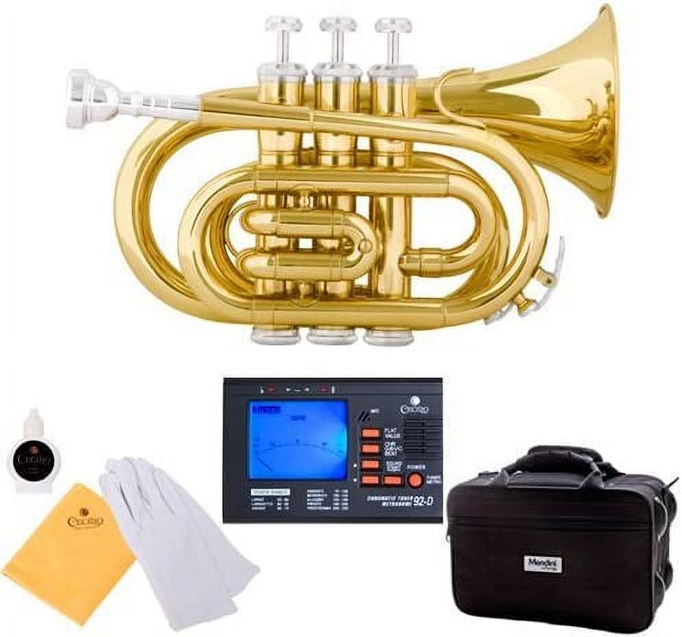Student Gold Bb Trumpet School Package with Case, Music Stand and ...