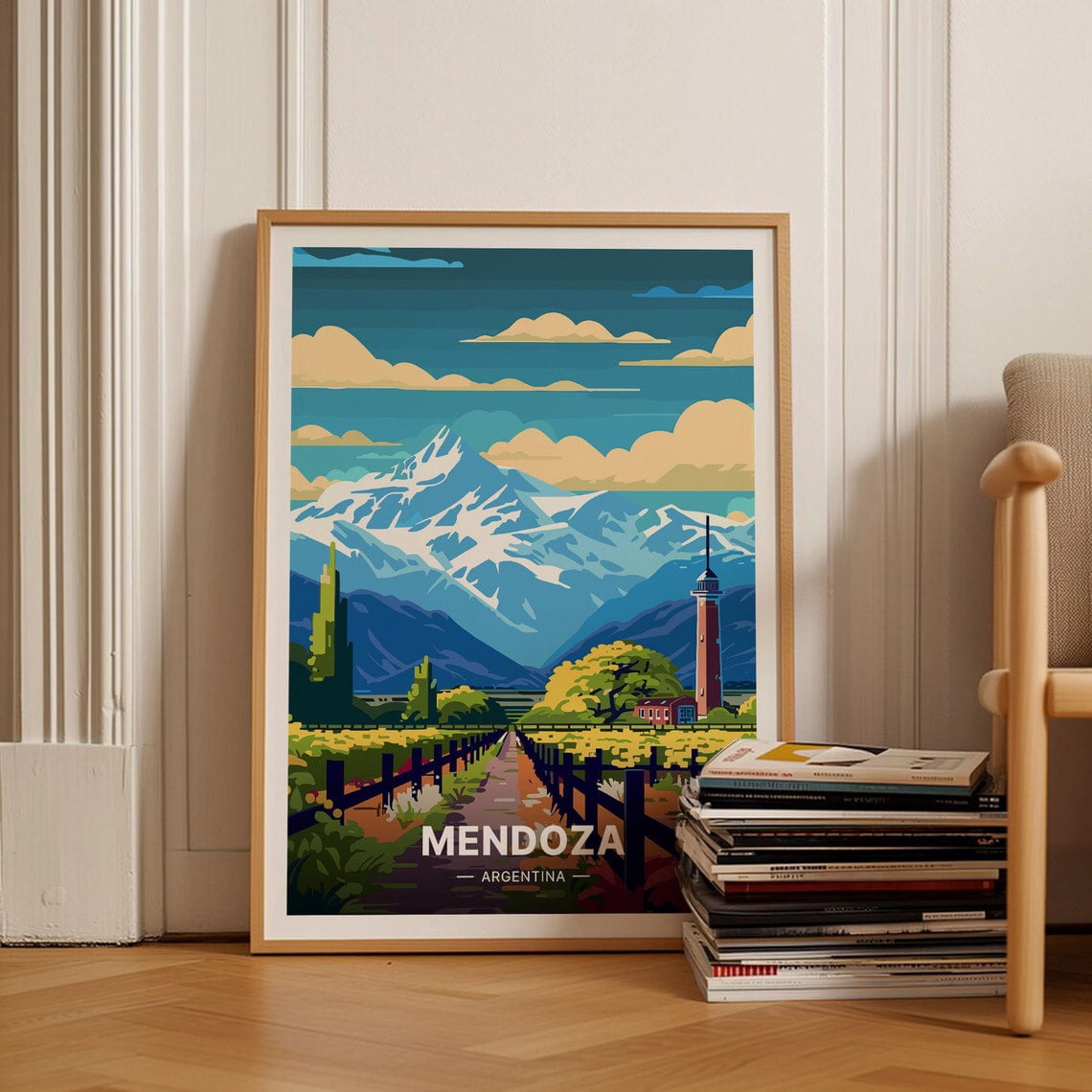 Mendoza Argentina Travel Poster, Vintage Style Wall Art, Destination Print, Home & Office Decor ...
