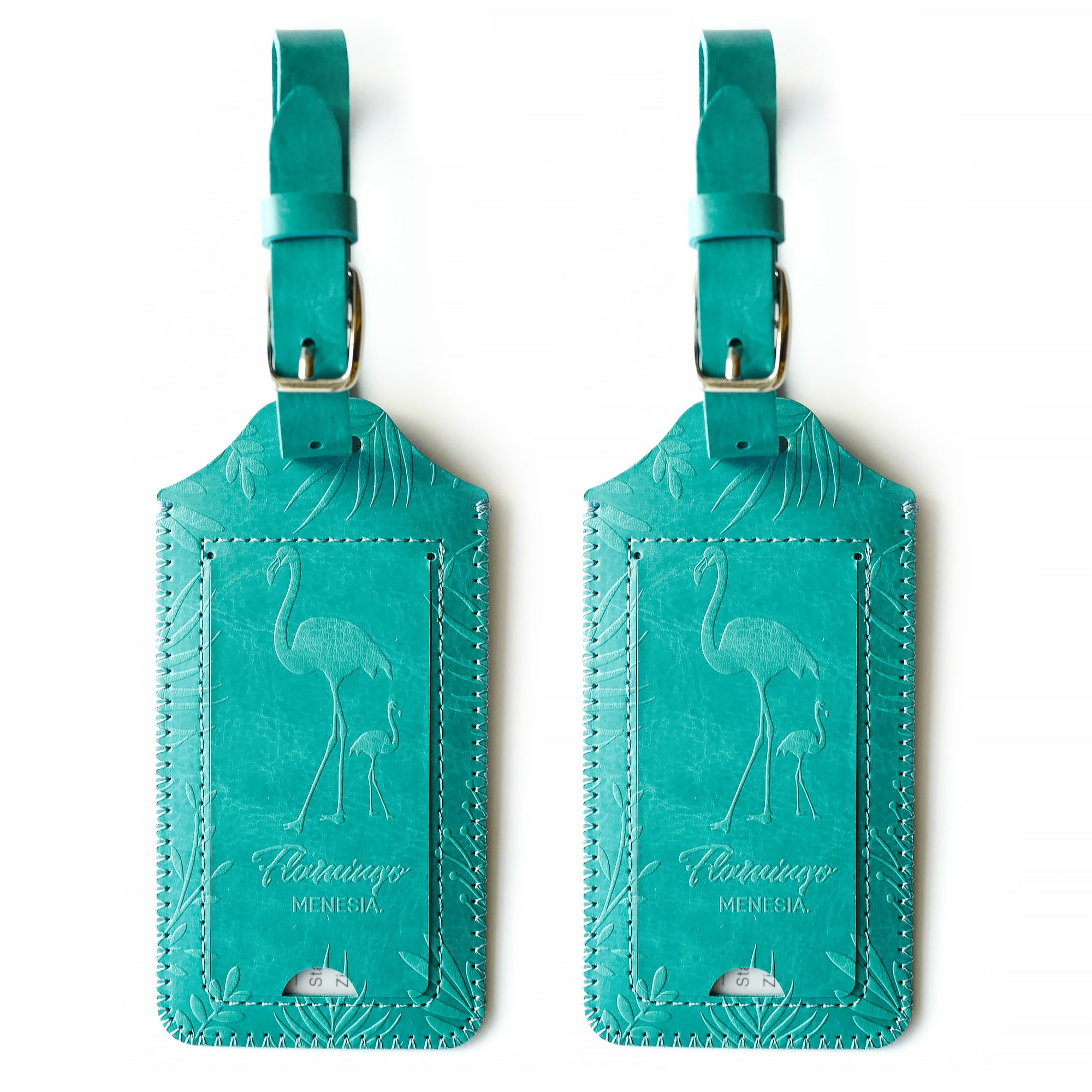 Menesia 2 Pack Cute Luggage Tags, Green Bird Faux Leather Travel ...