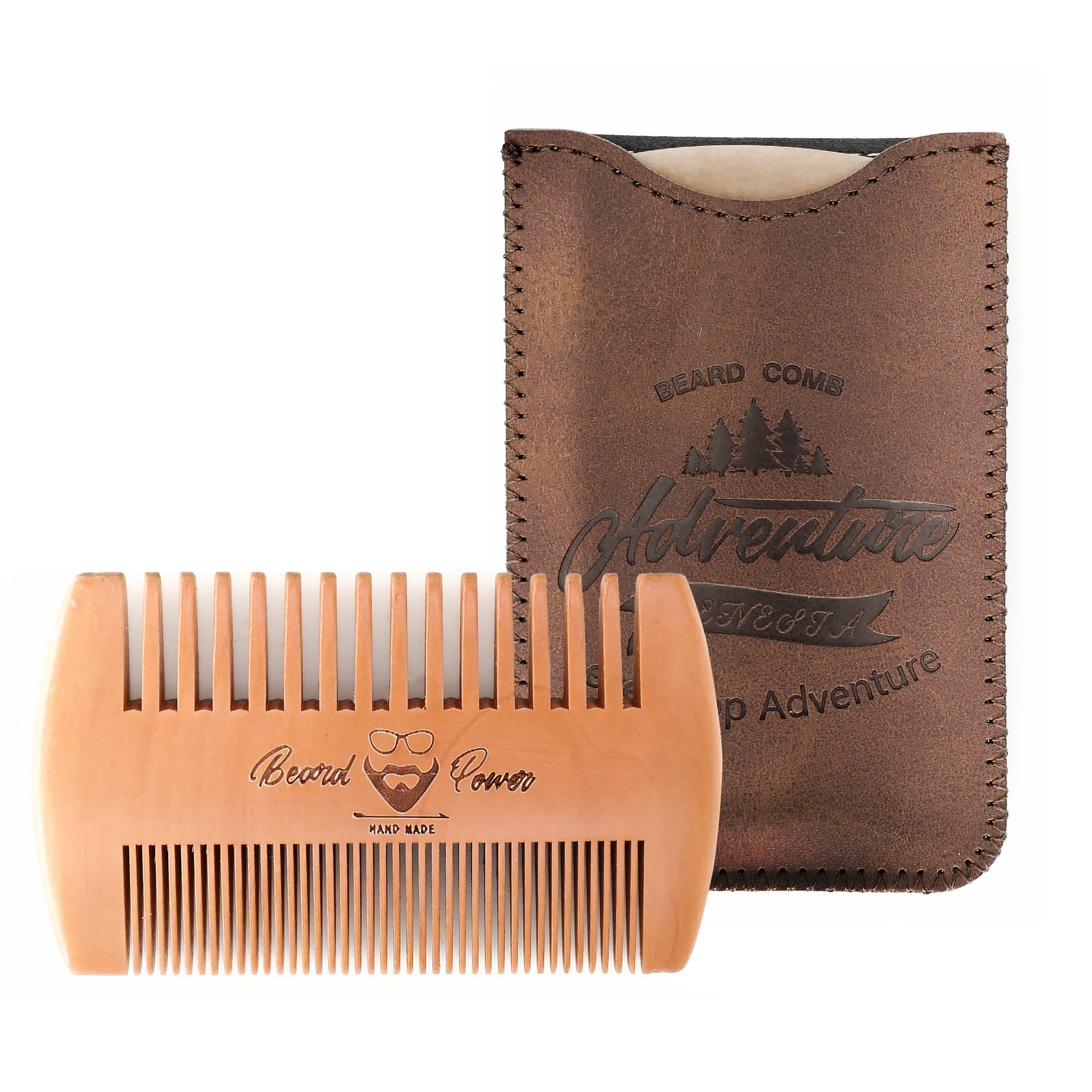 Menesia Wooden Beard Comb and Mustache Comb with Travel Case - Pocket ...