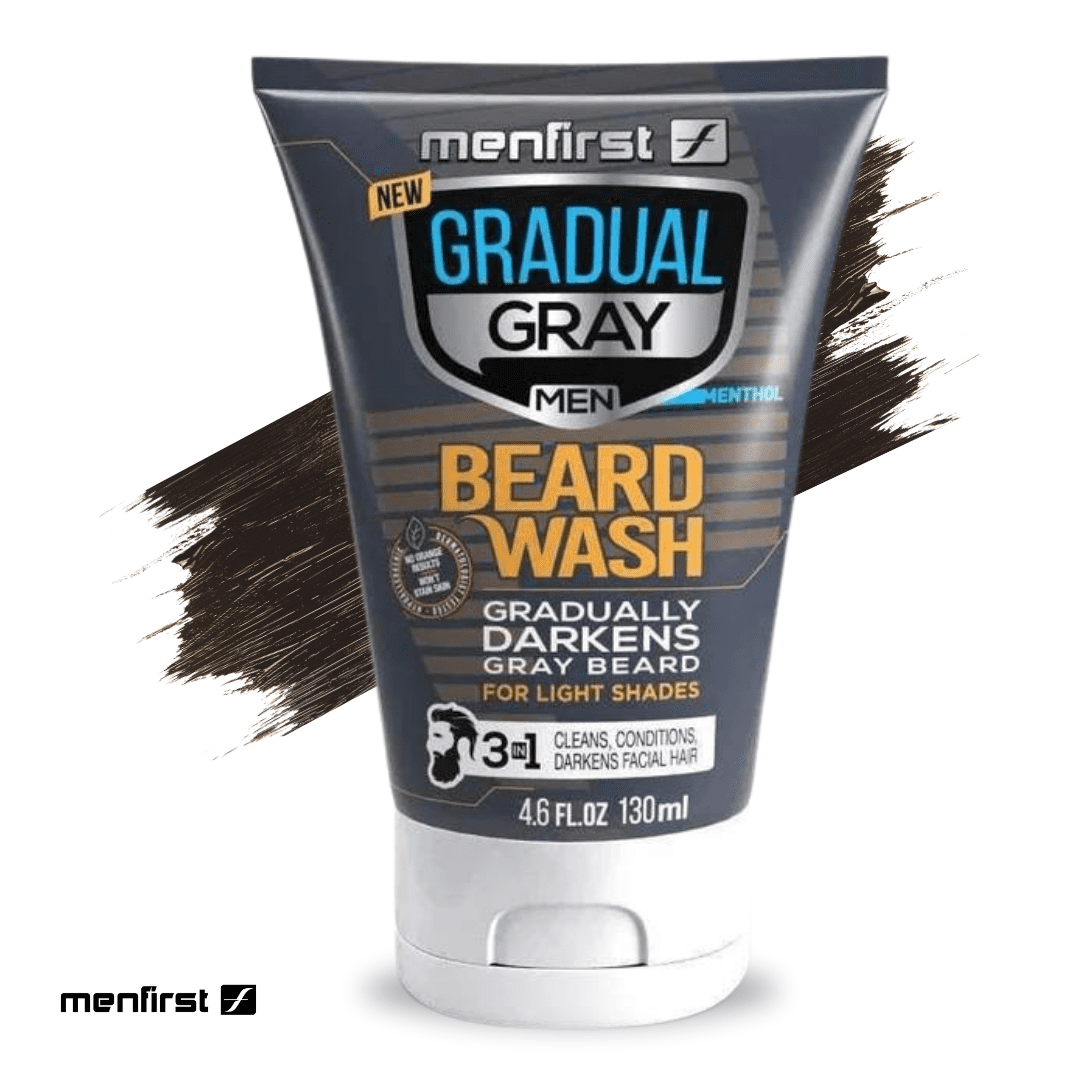 Menfirst Gradual Gray Beard Wash - Natural Mustache Dye & White Hair ...