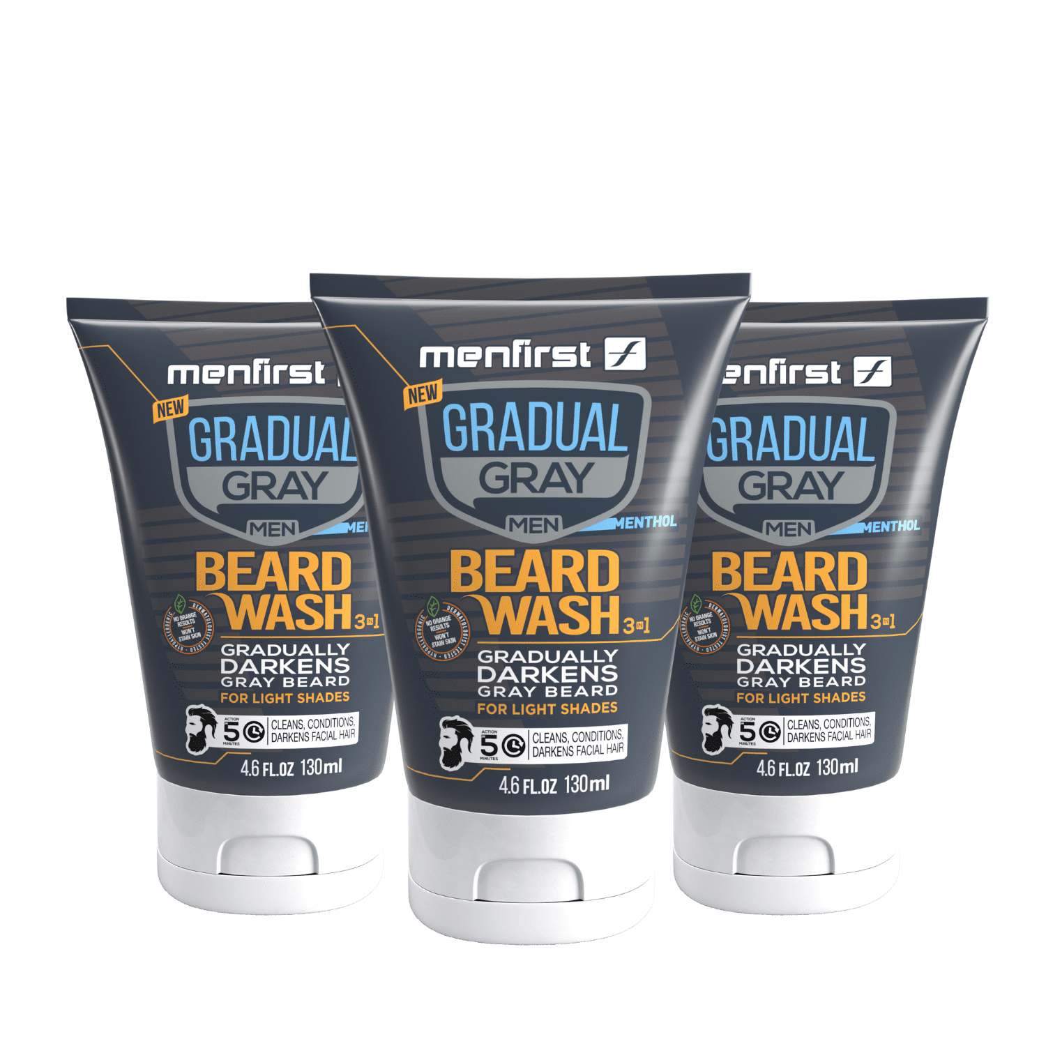 Menfirst Gradual Gray Beard & Moustache Wash - Dye Shampoo for Light ...