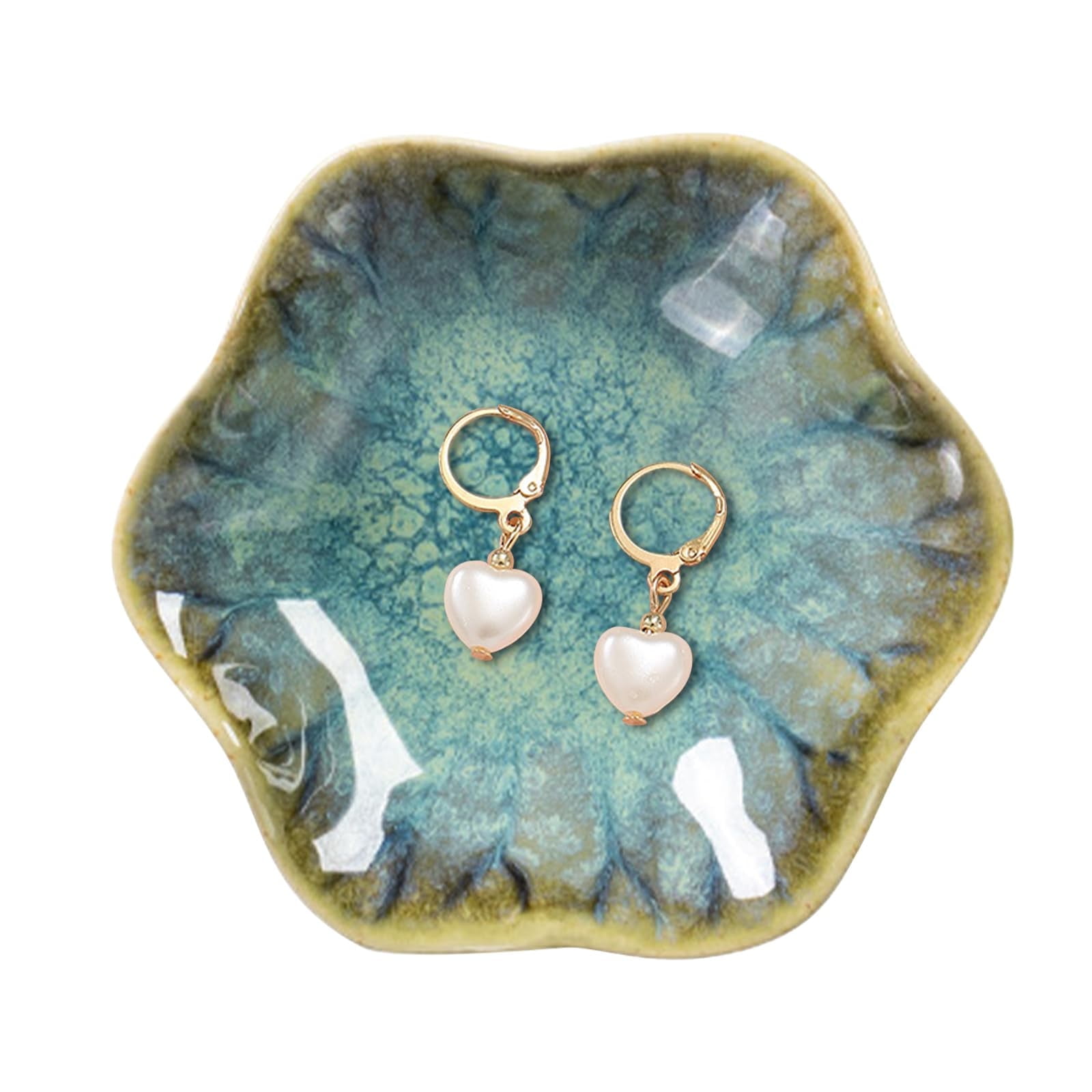 MengCat Ceramic Lotus Leaf Jewelry Dish Tray Key Tray Jewelry Holder ...