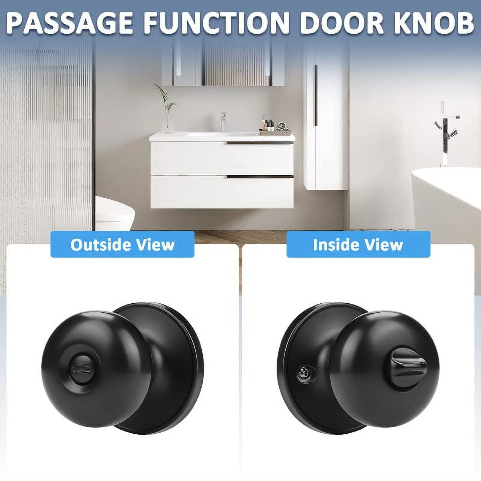 Mengico 2 Pack Doorknobs,Black Door Knob Interior,Interior Door Handles Privacy Lock(for Bedroom ...