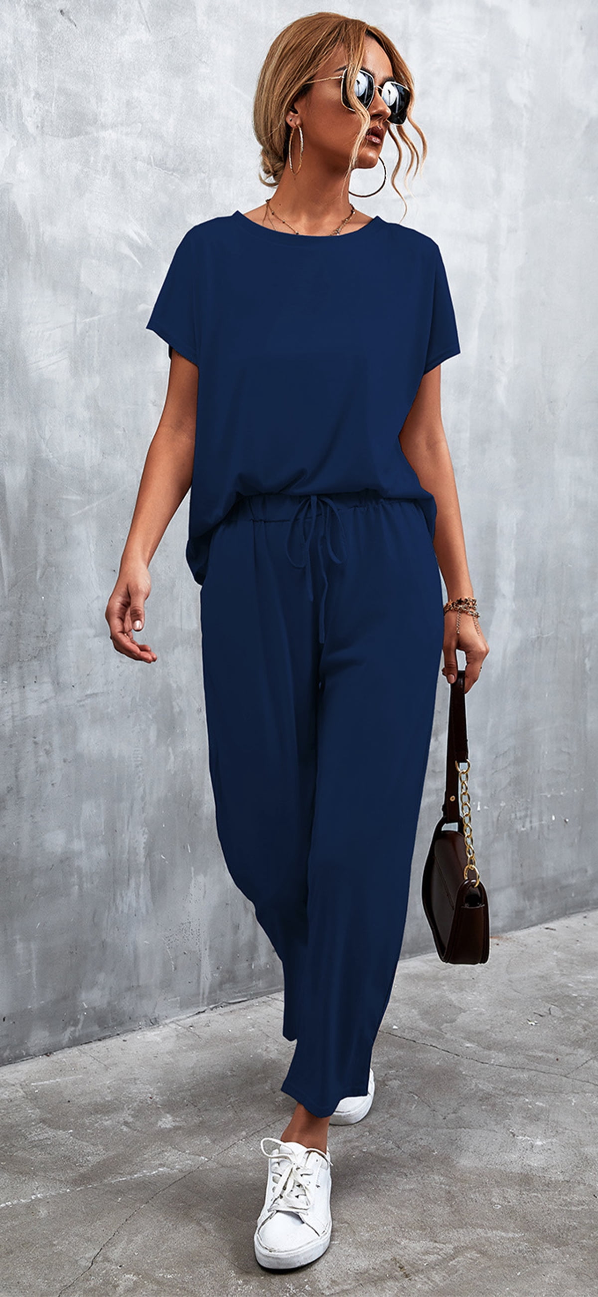 Mengpipi Women Casual 2 Piece Outfit Long Pant Set Sweatsuits ...