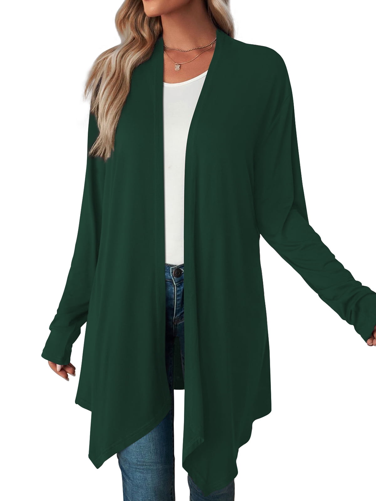 Mengpipi Women's Basic Casual Lightweight Long Sleeve Drape Open Front ...