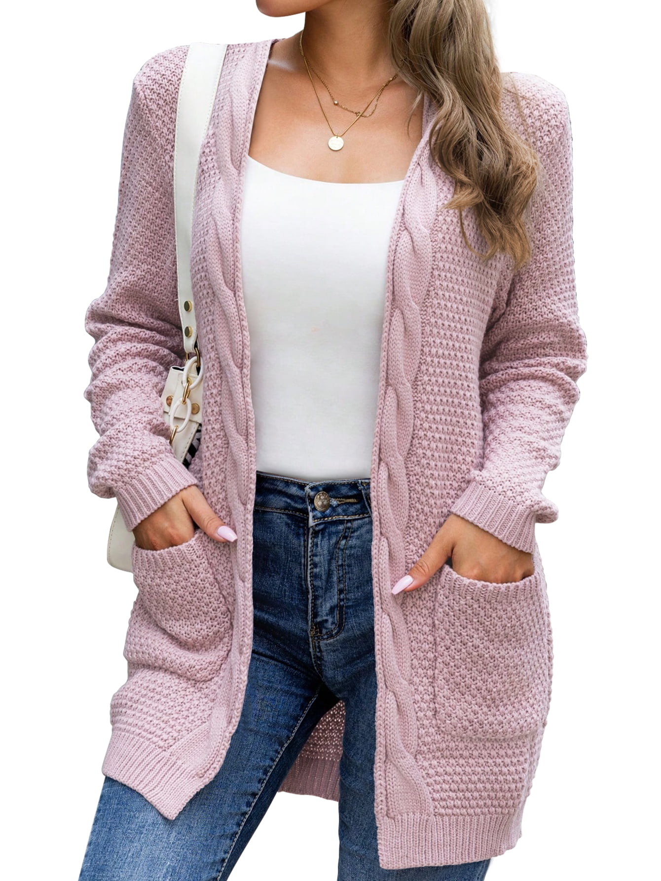 Mengpipi Women's Plus Size Cardigan Sweater Loose Long Sleeve Open ...