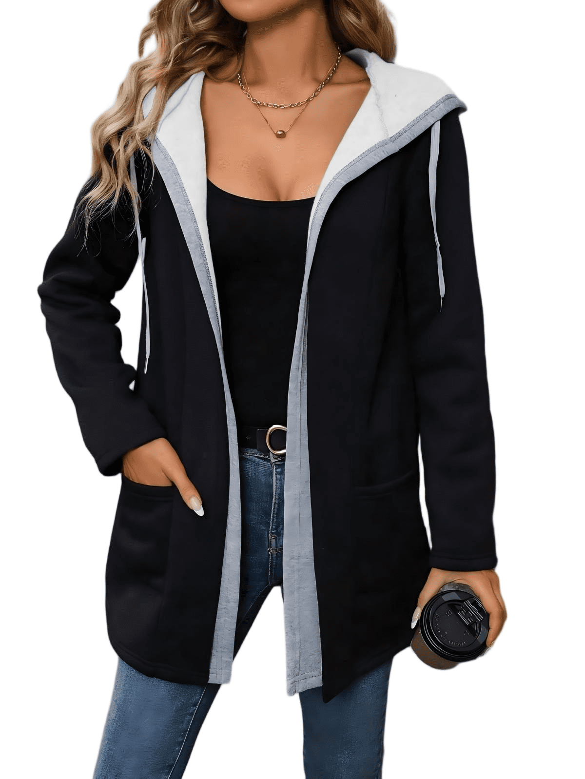 Mengpipi Women’s Plus Size Jackets Fall Spring Long Sleeve Hooded Color ...
