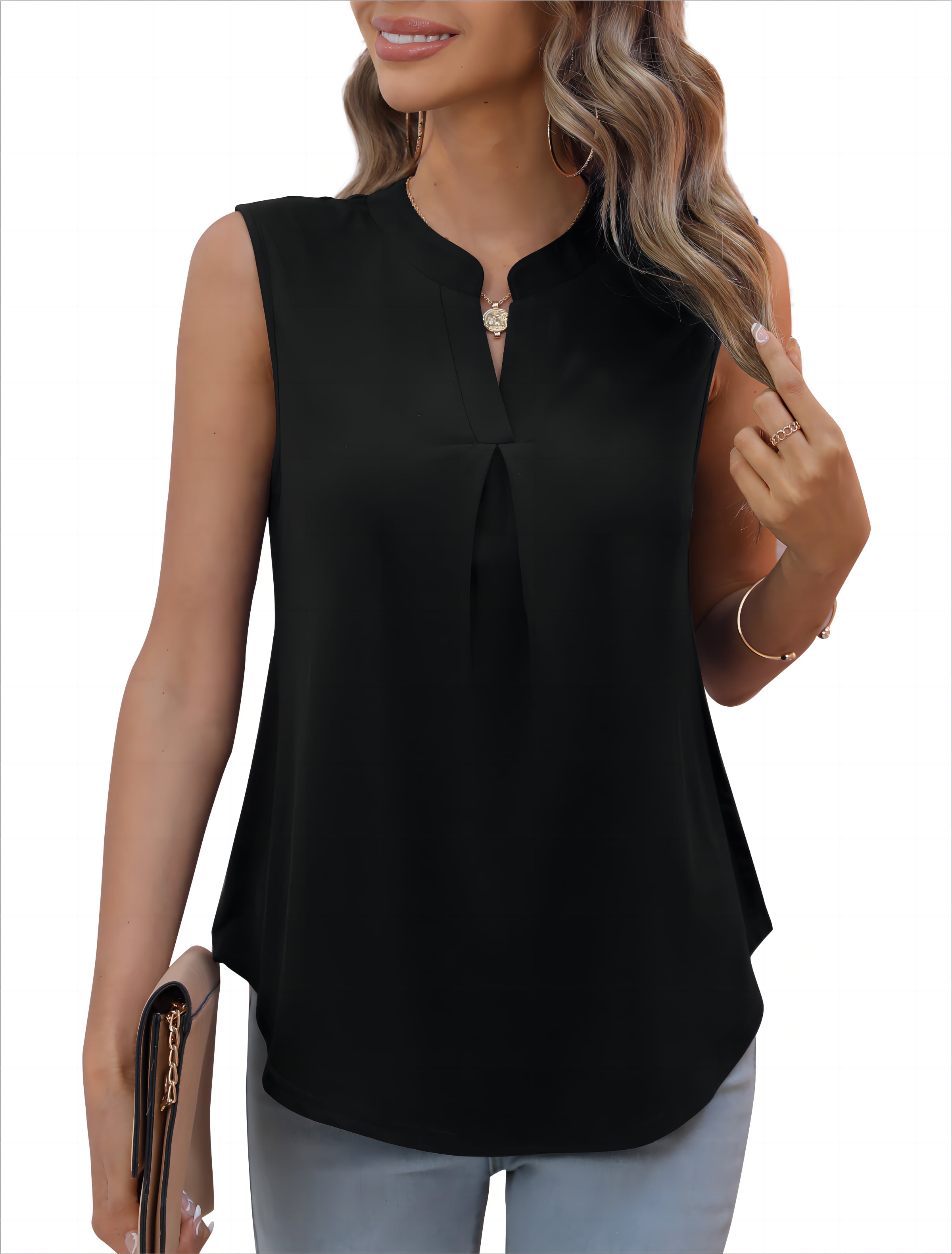 Mengpipi Womens Casual Tank Top Sleeveless Summer Shirts V-Neck Comfy ...