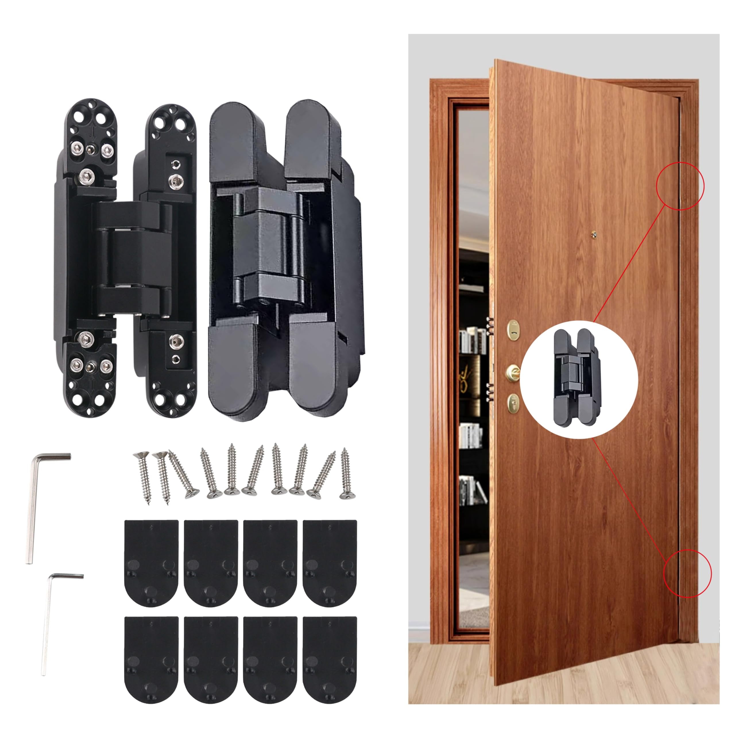 Mengshi 6" Hidden Door Hinges for Secret Door 180 Degree Hinge Hidden ...