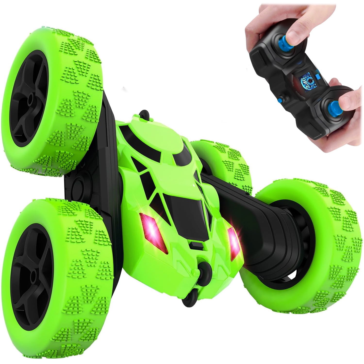 Mengzhi Remote Control Car Double Sided 360° Rotating 4WD RC Cars with Headlights 2.4GHz ...