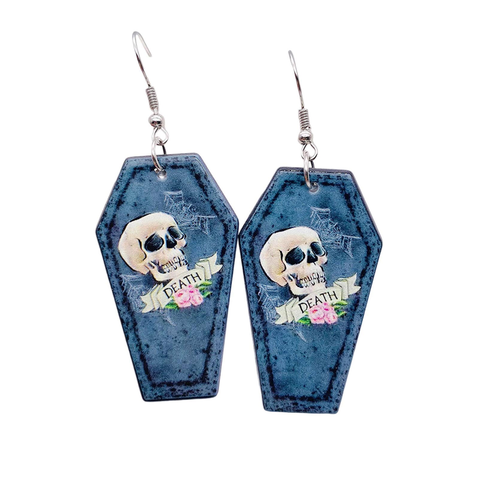 Mengzhiii New Earrings Coffin Green Hand RIP Heart Dead Acrylic Dangle ...