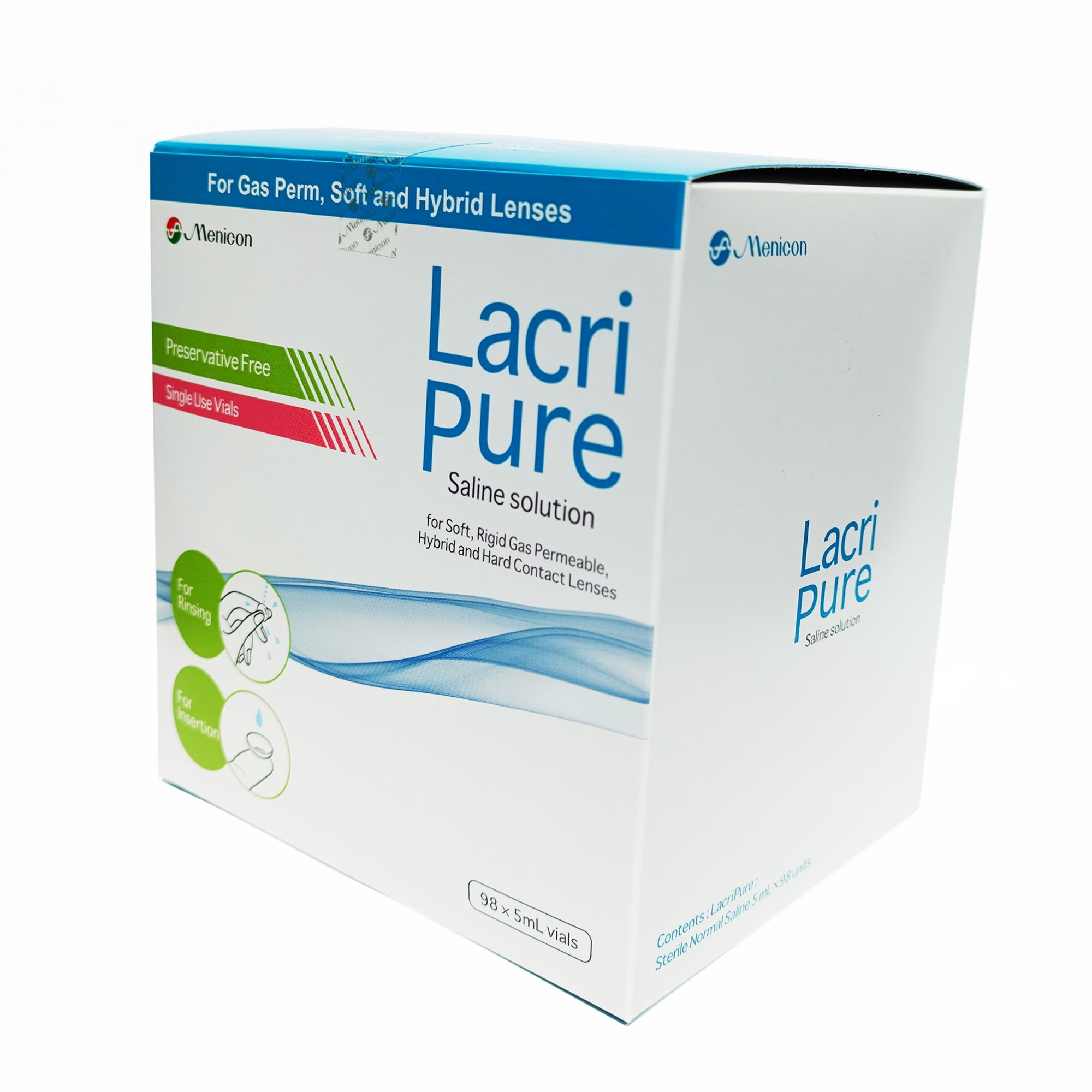 Menicon LacriPure Saline Contact Lens Solution, For Lens Rinse ...