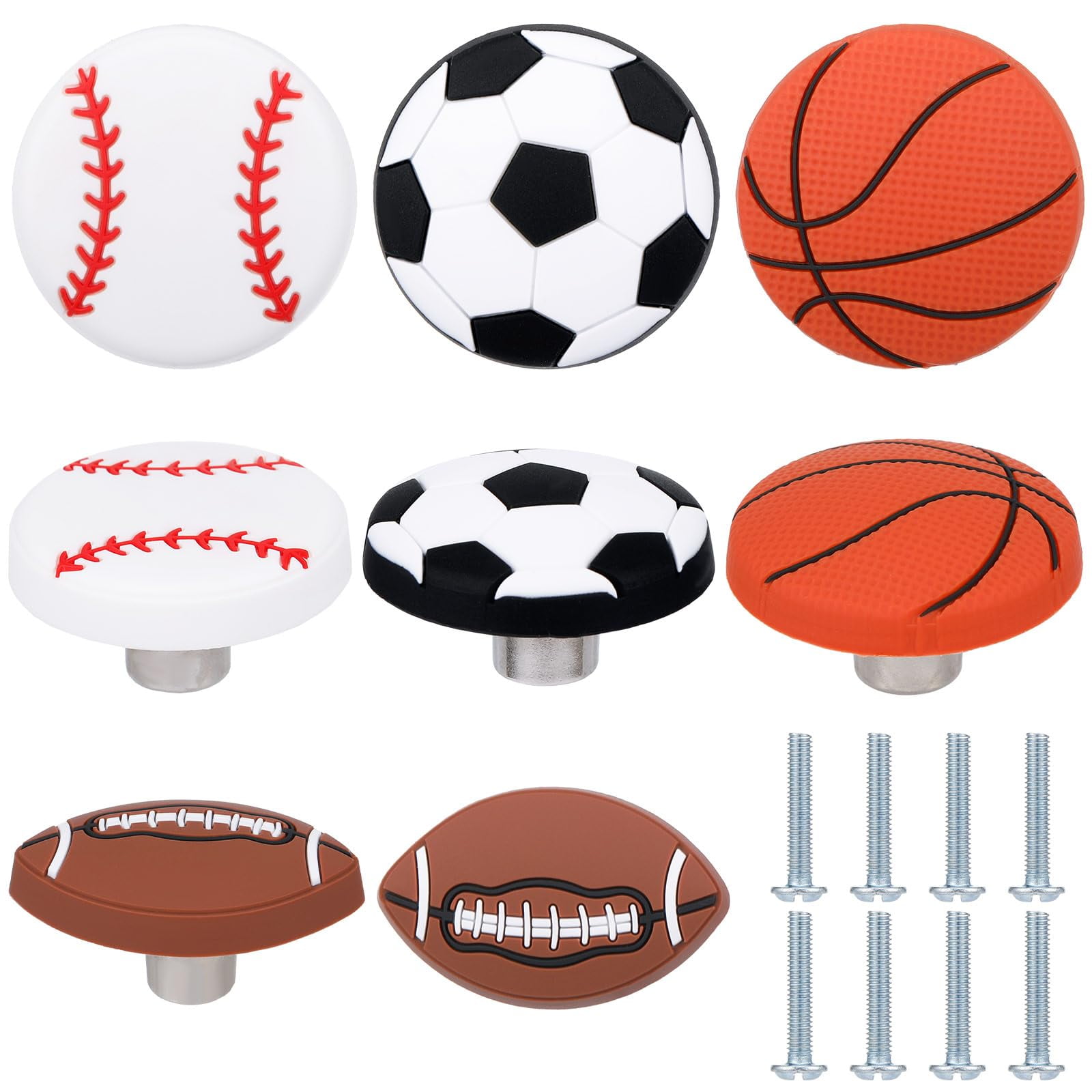 Menkxi 16 Pcs Sports Ball Dresser Knobs for Kids Baseball Basketball Dresser Drawer Knobs for ...