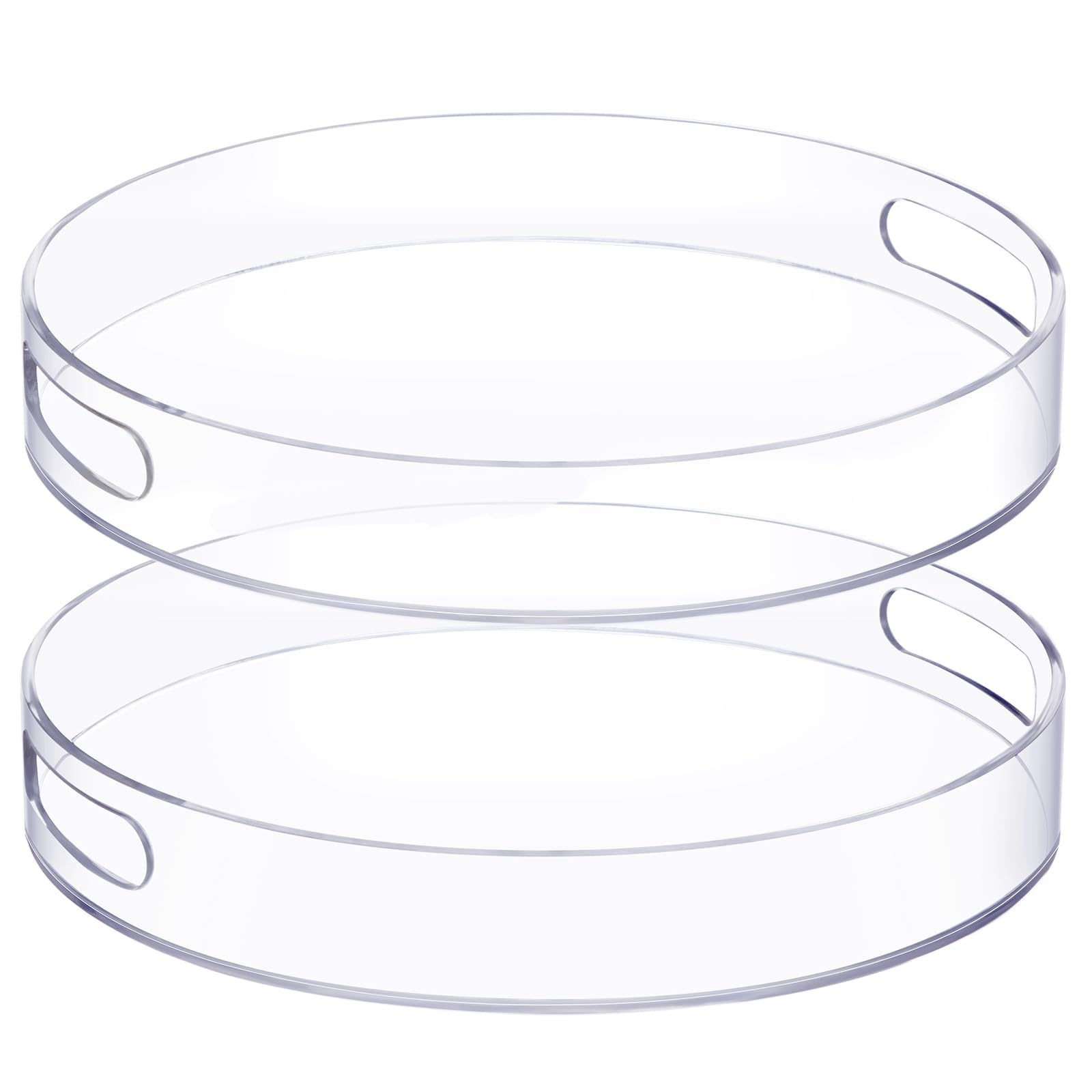 Menkxi 2 Pcs 12 Inch Acrylic Round Tray with Handles Sturdy Clear Round ...