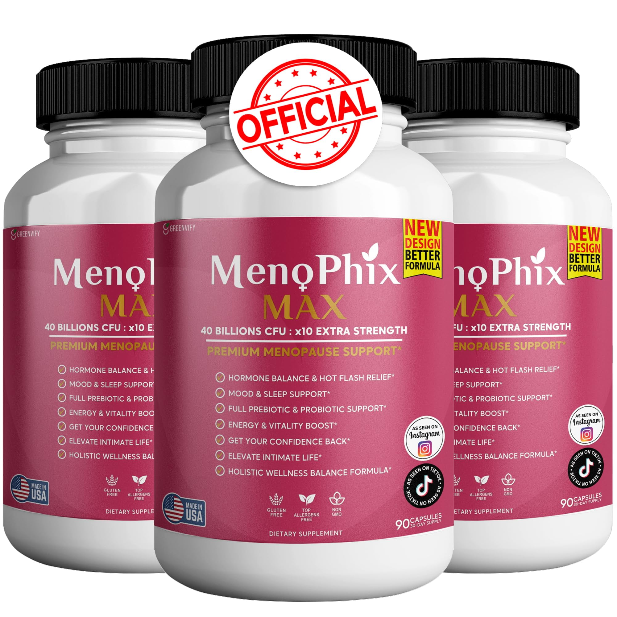 MenoPhix Max Premium Menopause Support Supplement, 40 Billions CFU ...