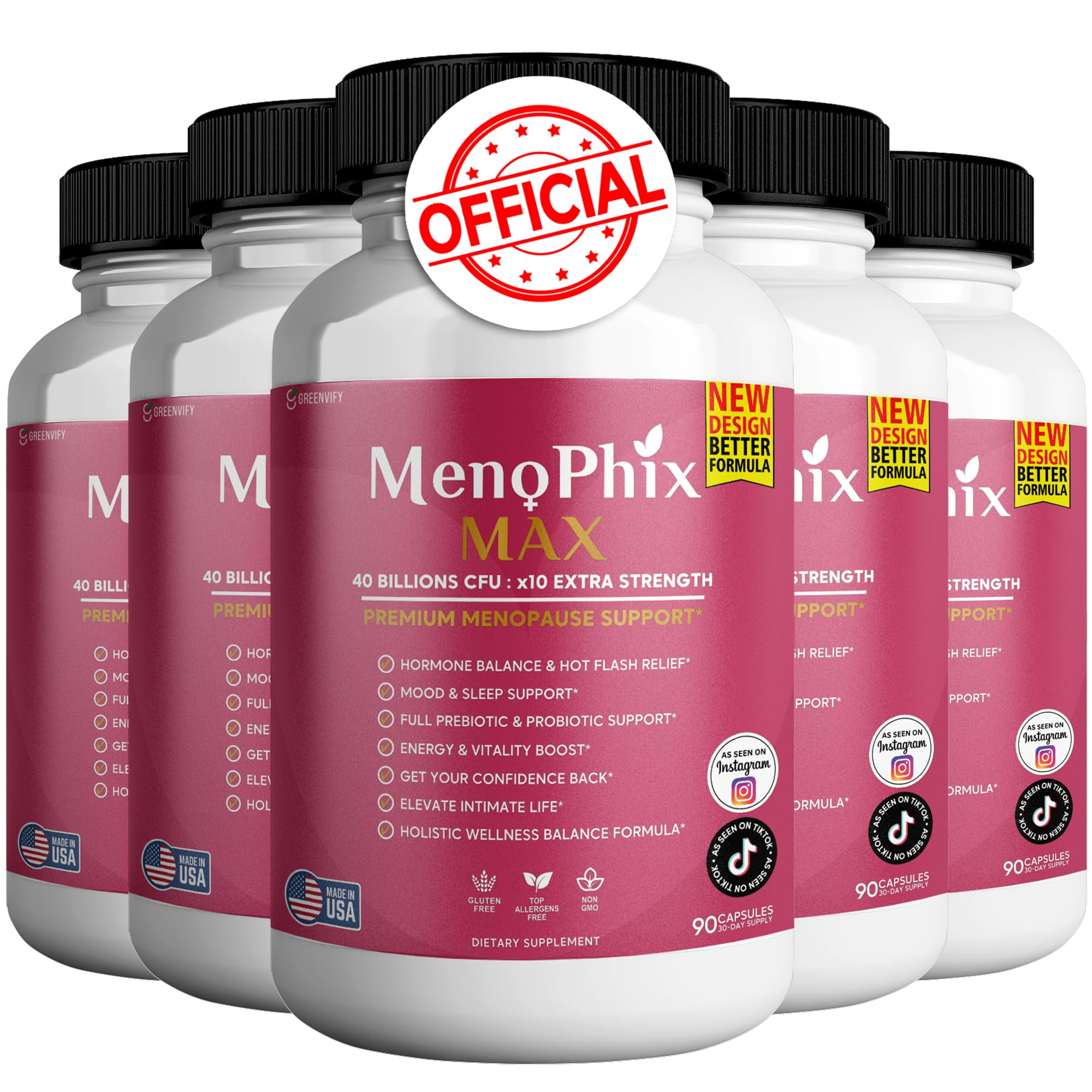 MenoPhix Max Premium Menopause Support Supplement, 40 Billions CFU ...