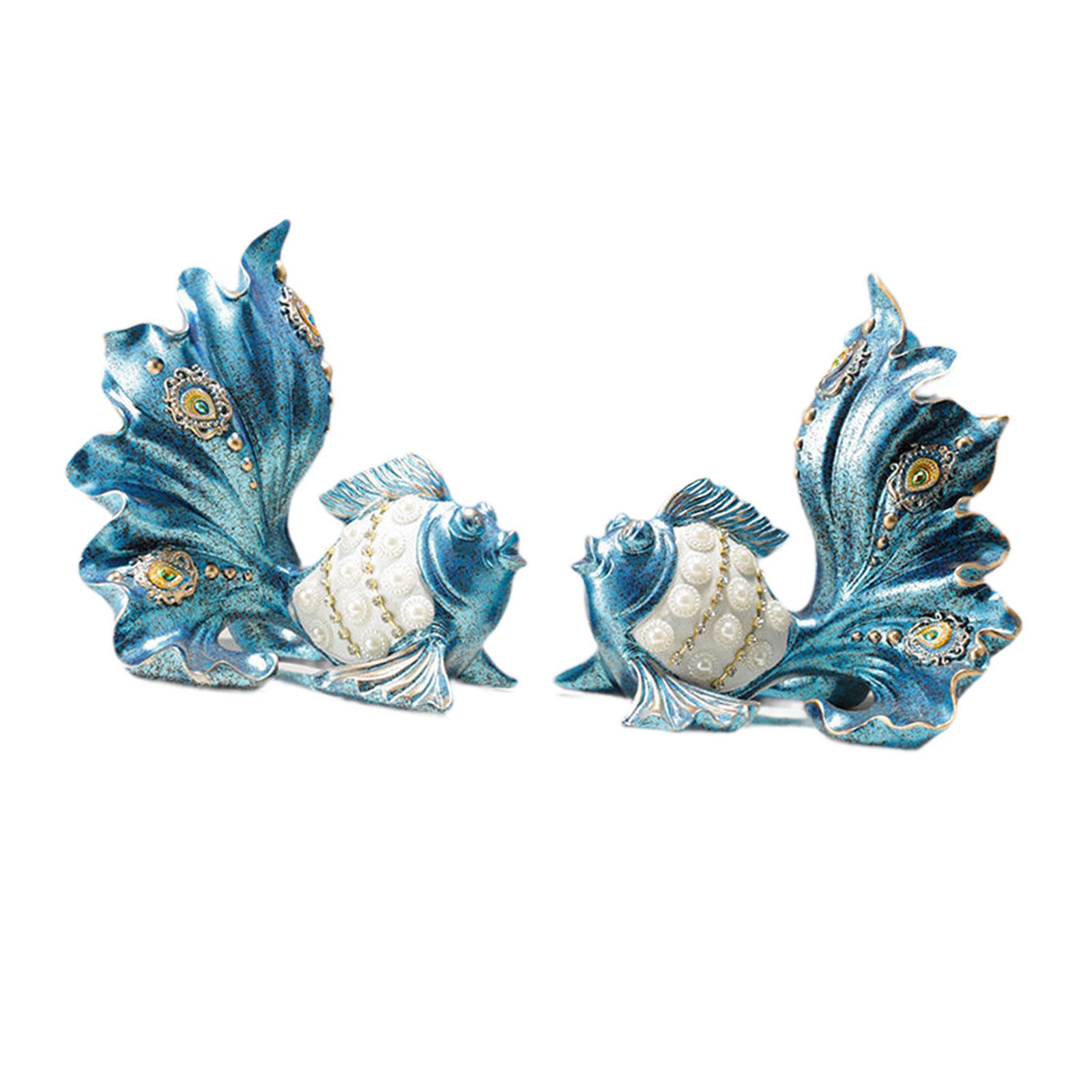 Menolana 2 Pieces Blue Statues Home Decoration Handcraft Accessories ...