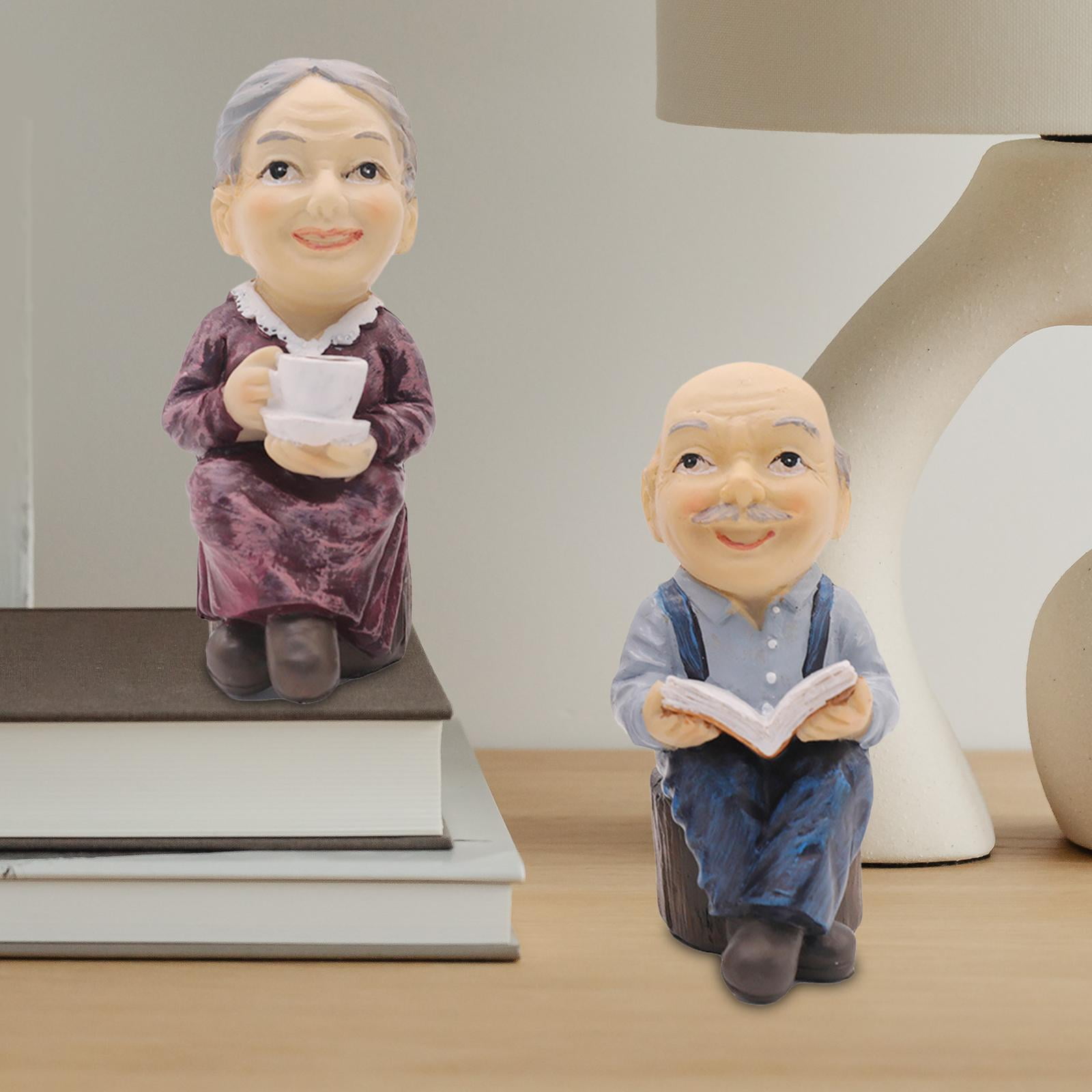 Menolana 2 Pieces Elderly Couple Figurines Art Craft Ornament ...