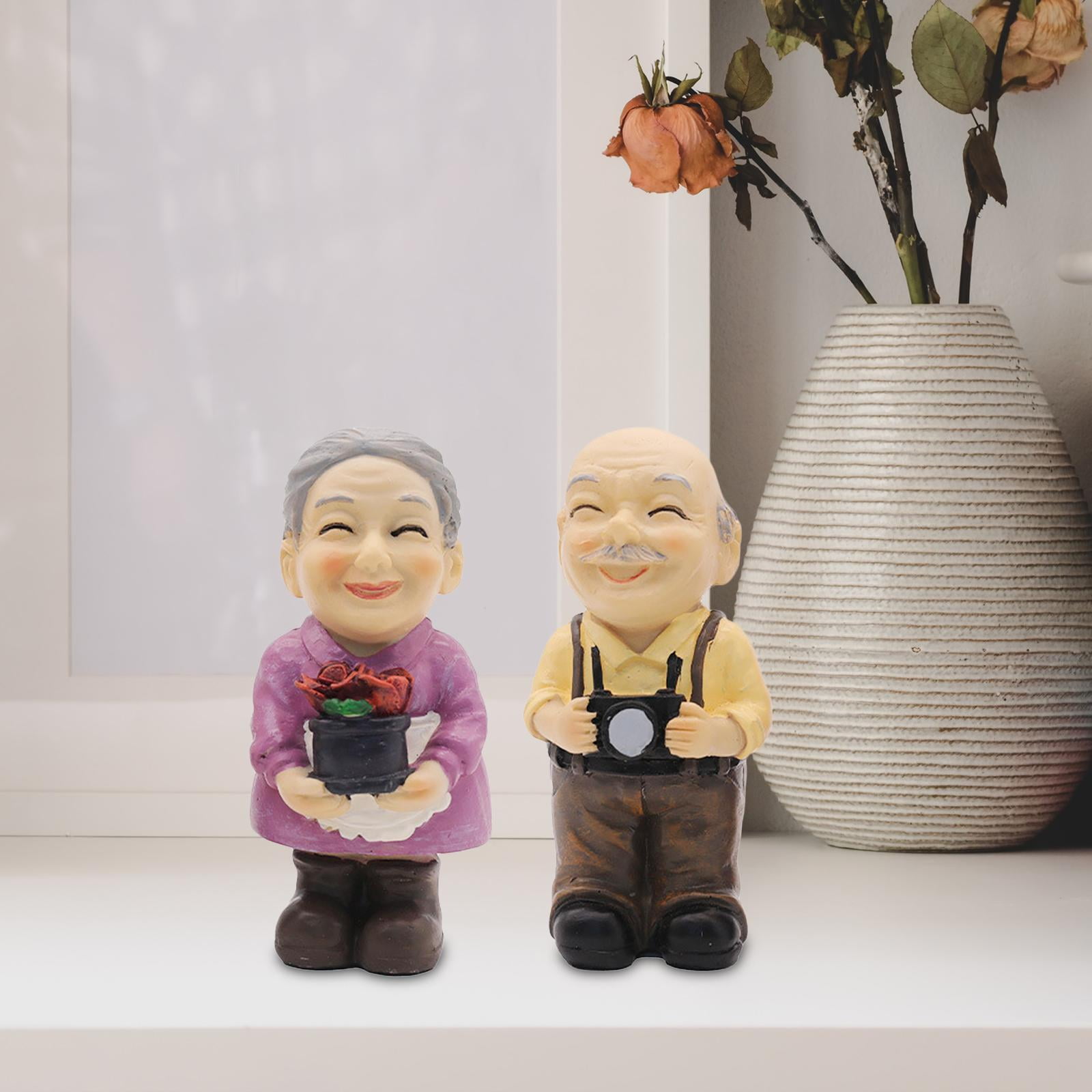 Menolana 2 Pieces Elderly Couple Figurines Art Craft Ornament ...
