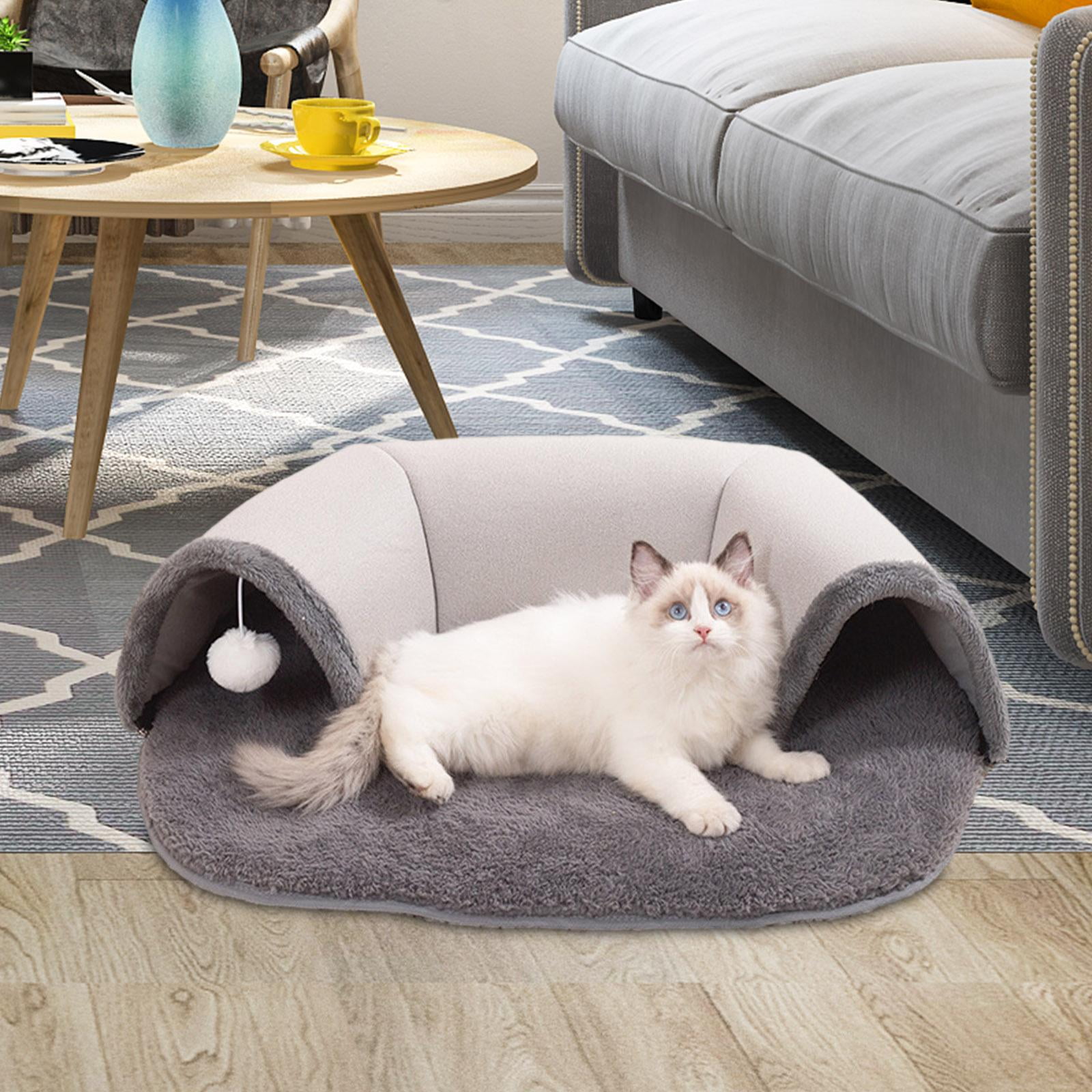 Menolana 2 in 1 Cat Tunnel Bed Interactive Toy Removable Washable Mat ...