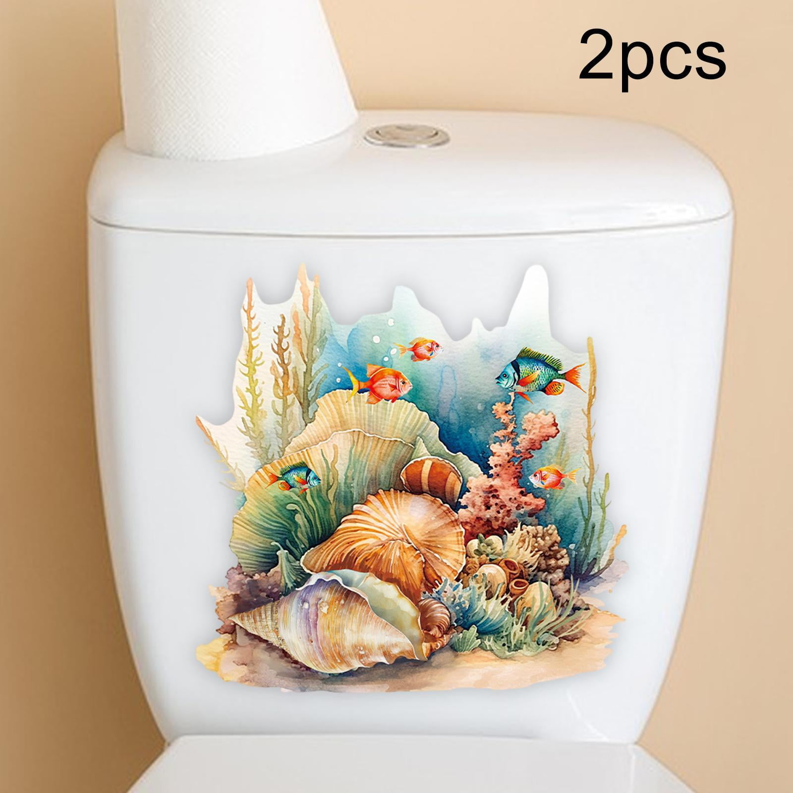 Menolana 2Pcs Ocean Toilet Stickers Wall Decals Waterproof, Toilet ...
