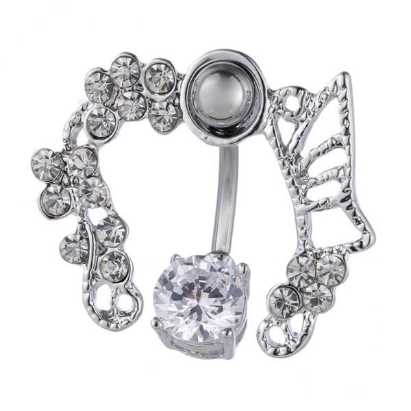 Menolana 2X Zircon Navel Belly Button Body Piercing Jewelry stainless ...