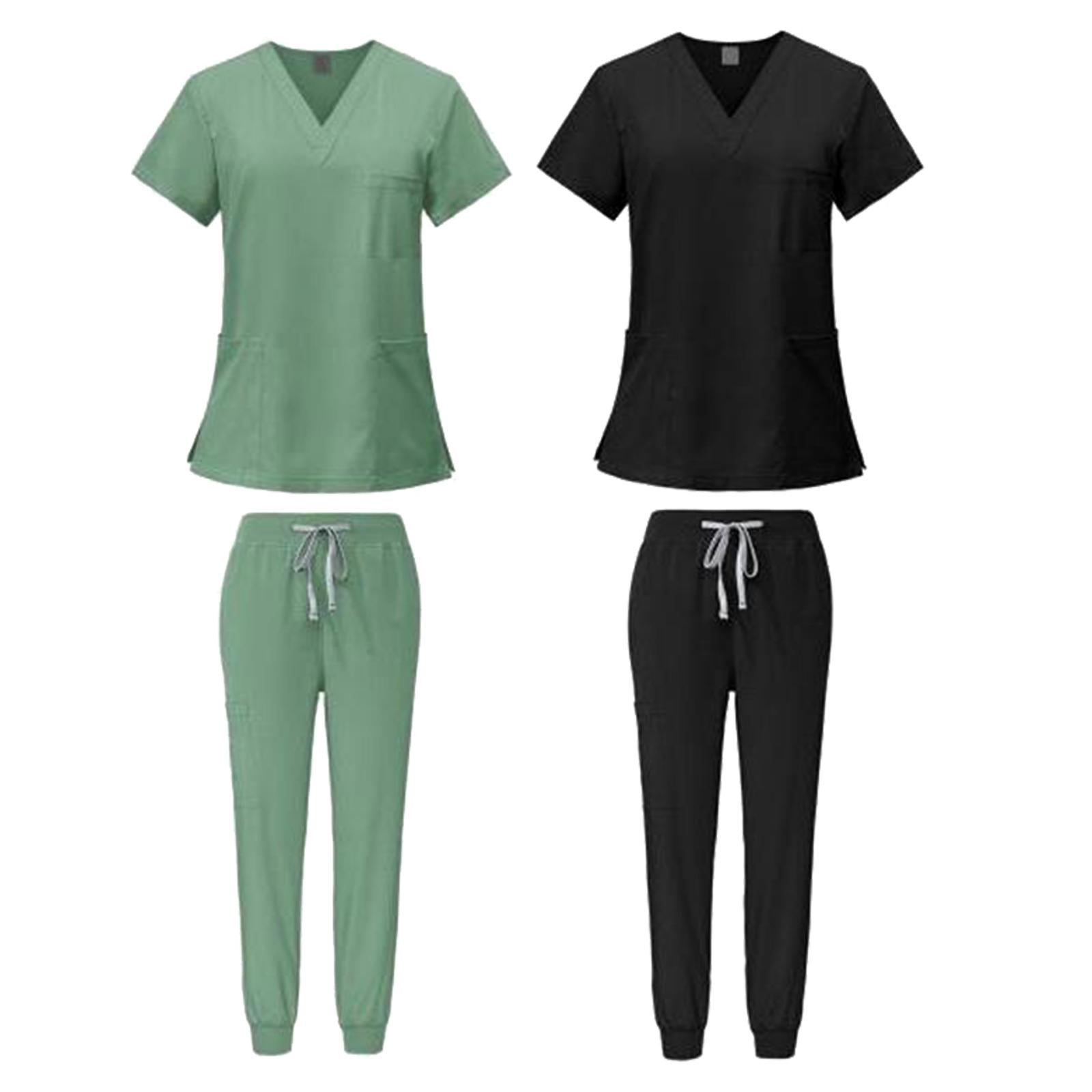 Menolana 2x Female Scrub Set Machine Washable Nurse Work Clothing Green ...