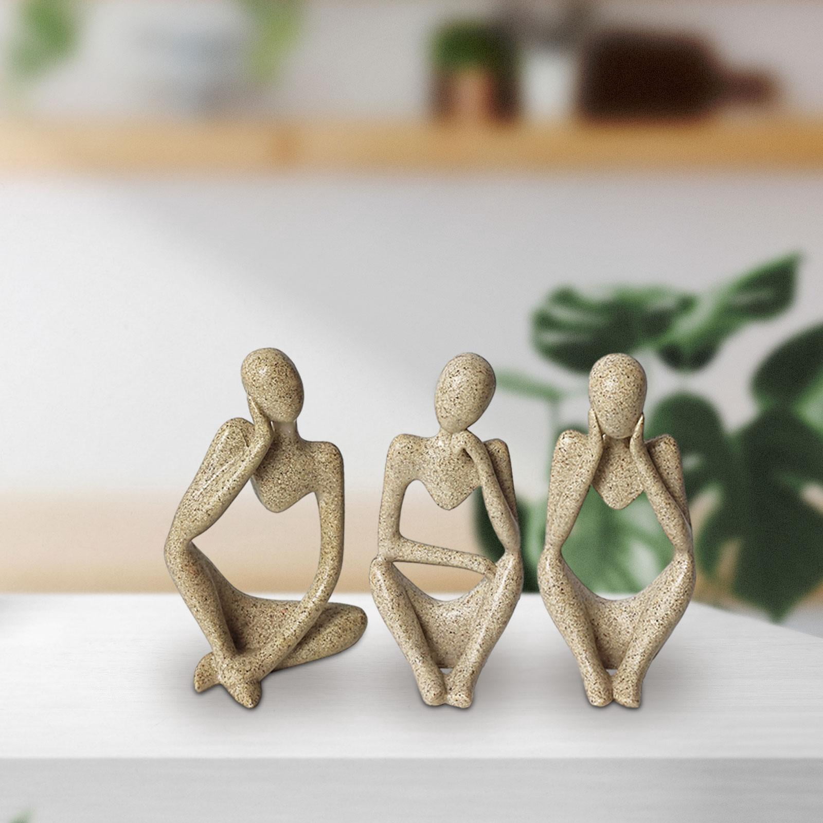 Menolana 3Pcs Thinking People Statue Sculpture Hand Painted Collectible ...