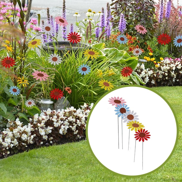 Menolana 5Pcs Metal Garden Stakes Lawn Yard Ornament Yard Art Garden ...