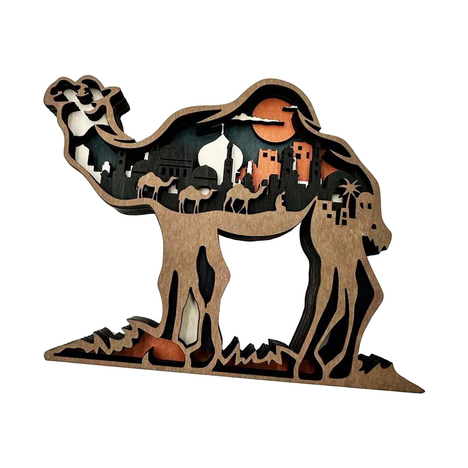 Menolana Camel Statue Decoration Camel Ornament Wooden Animal Crafts ...