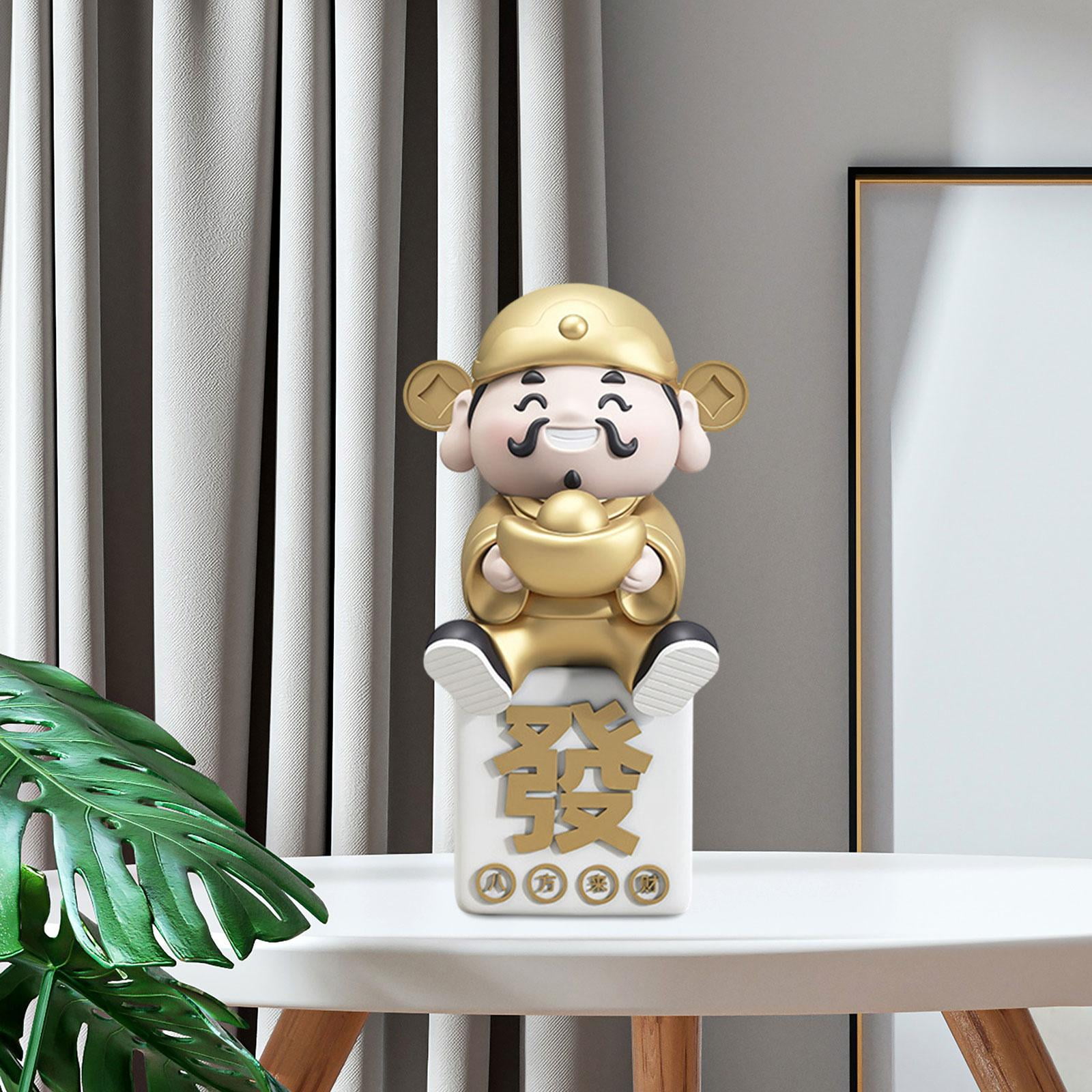 Menolana God of Wealth Statue Crafts Feng Shui Good Luck Resin ...