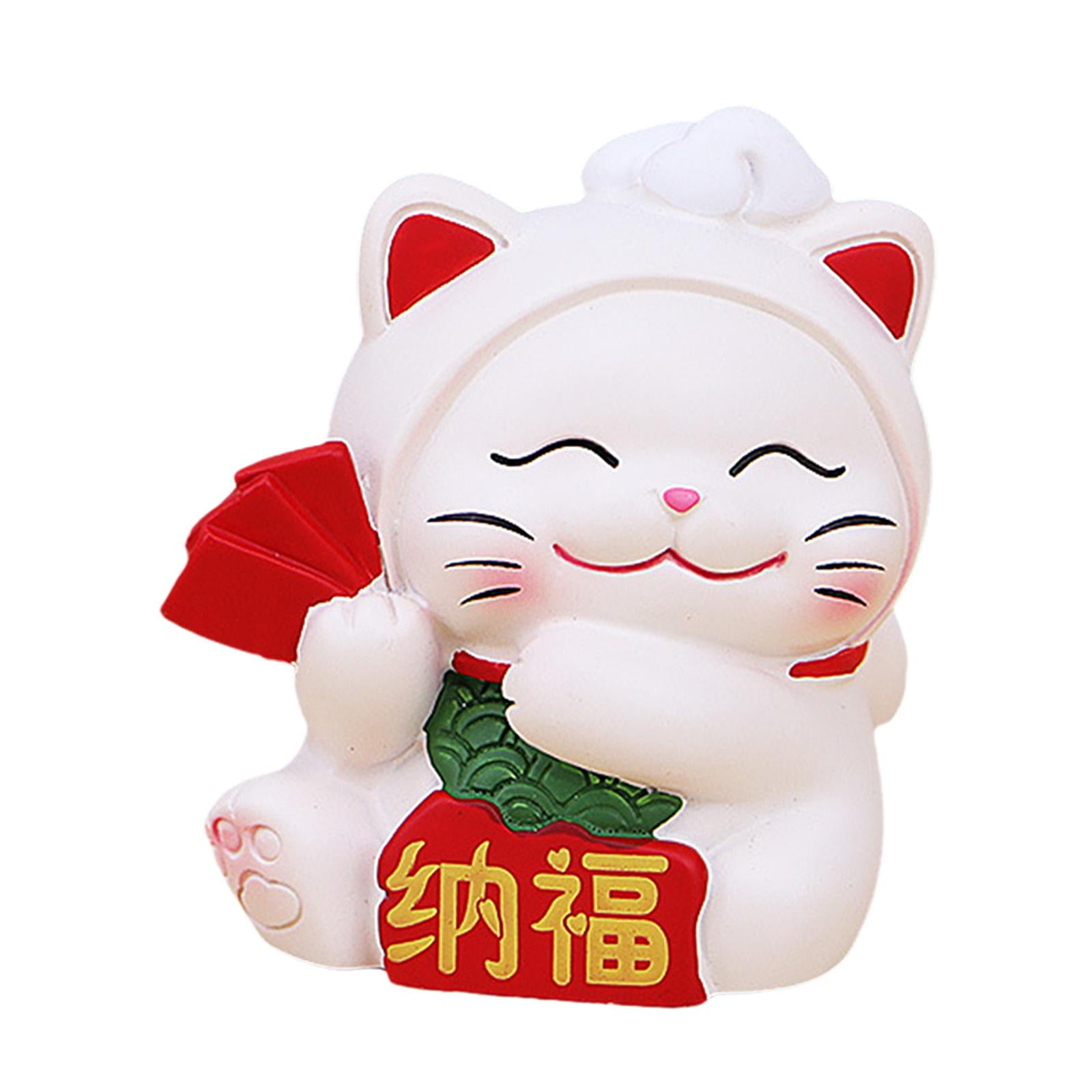 Menolana Lucky Cat Figurine Animal Sculpture Cute Cat Statue Kitten ...