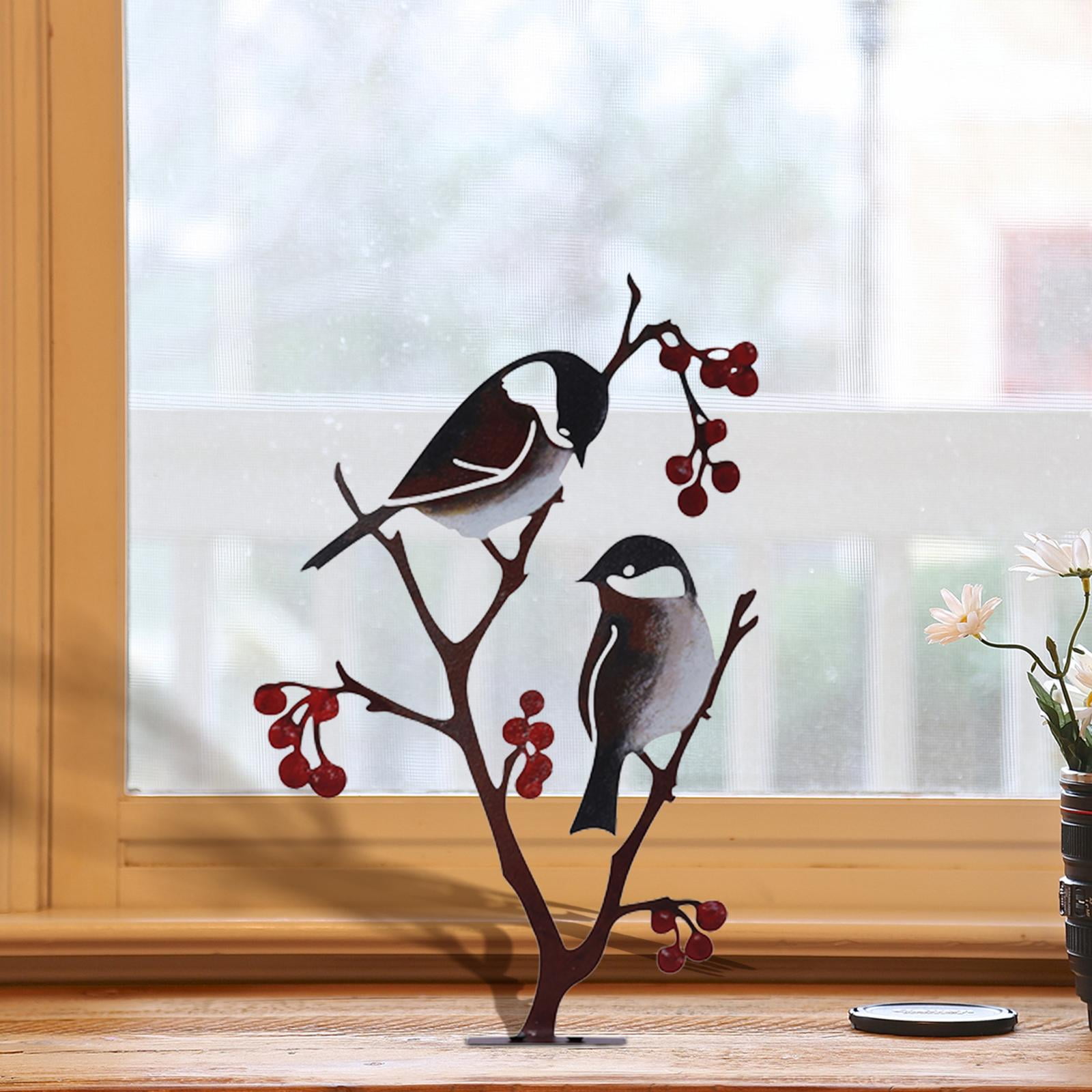 Menolana Metal Birds on Branch Bird Sculpture Centerpiece Artwork Birds ...