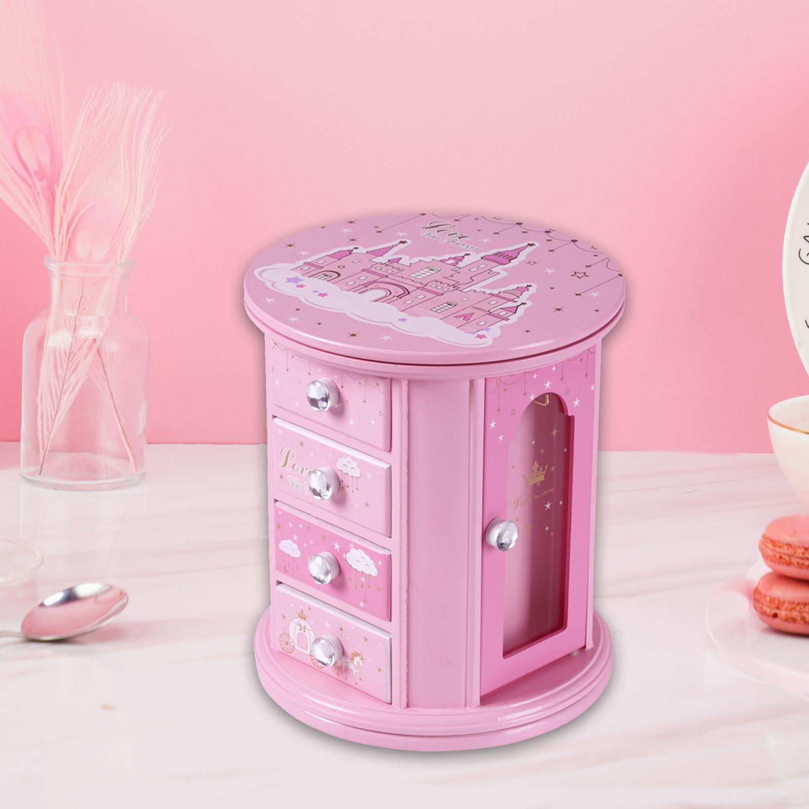 Menolana Pink Castle Jewelry Box Jewelry Organizer Wood Large Capacity ...