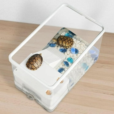 PawHut Small Turtle Aquarium Kit - Triple-Filtering Turtle Tank Reptile ...