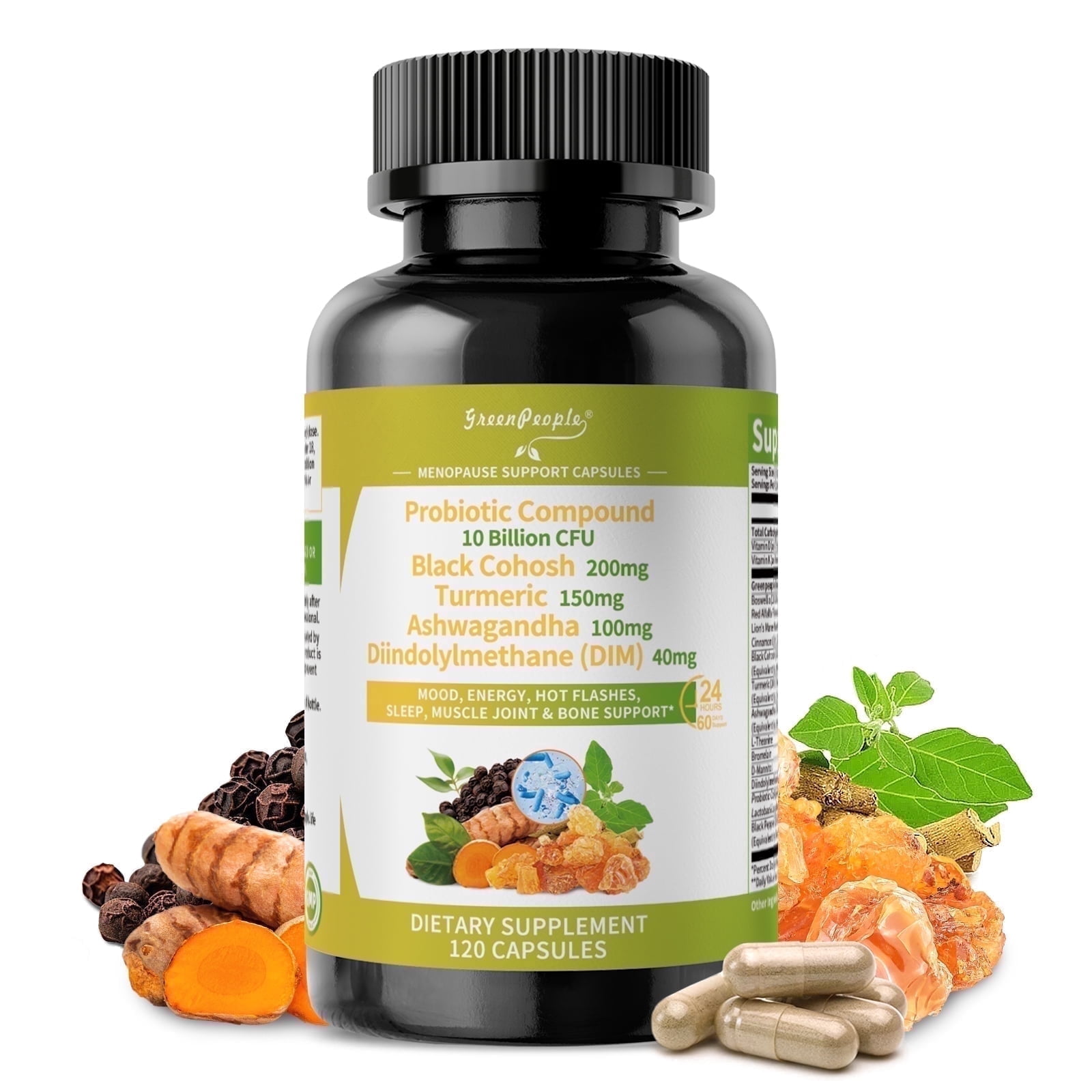 Menopause Pills for Women - Black Cohosh & Ashwagandha with 10 Billion ...