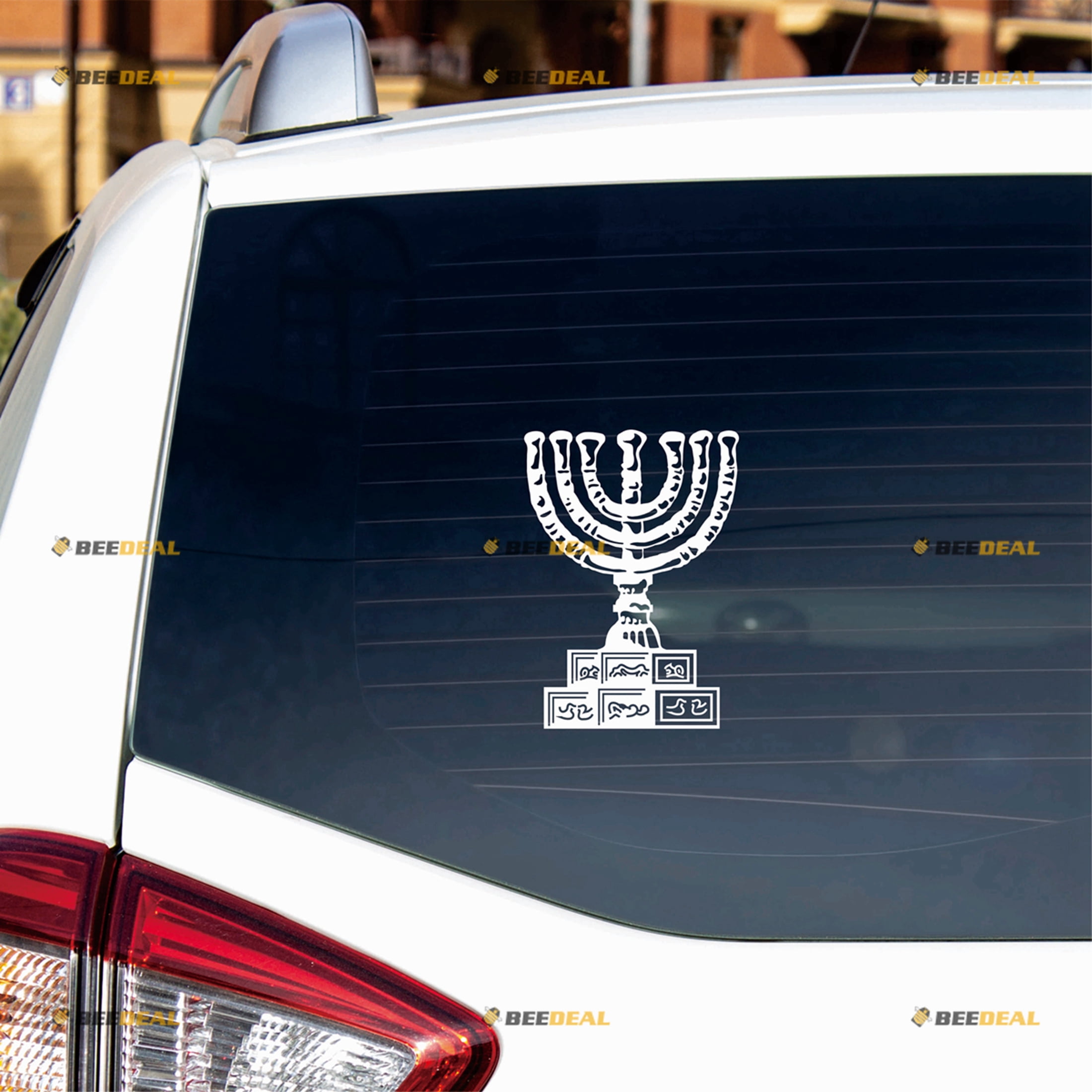 Menorah Sticker Decal Vinyl 7 Branches Temple Israel Jew Jewish - White ...