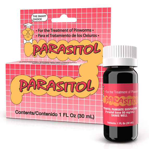 Parasitol Pinworm Treatment for All Ages, Pyrantel Pamoate Liquid 250mg ...