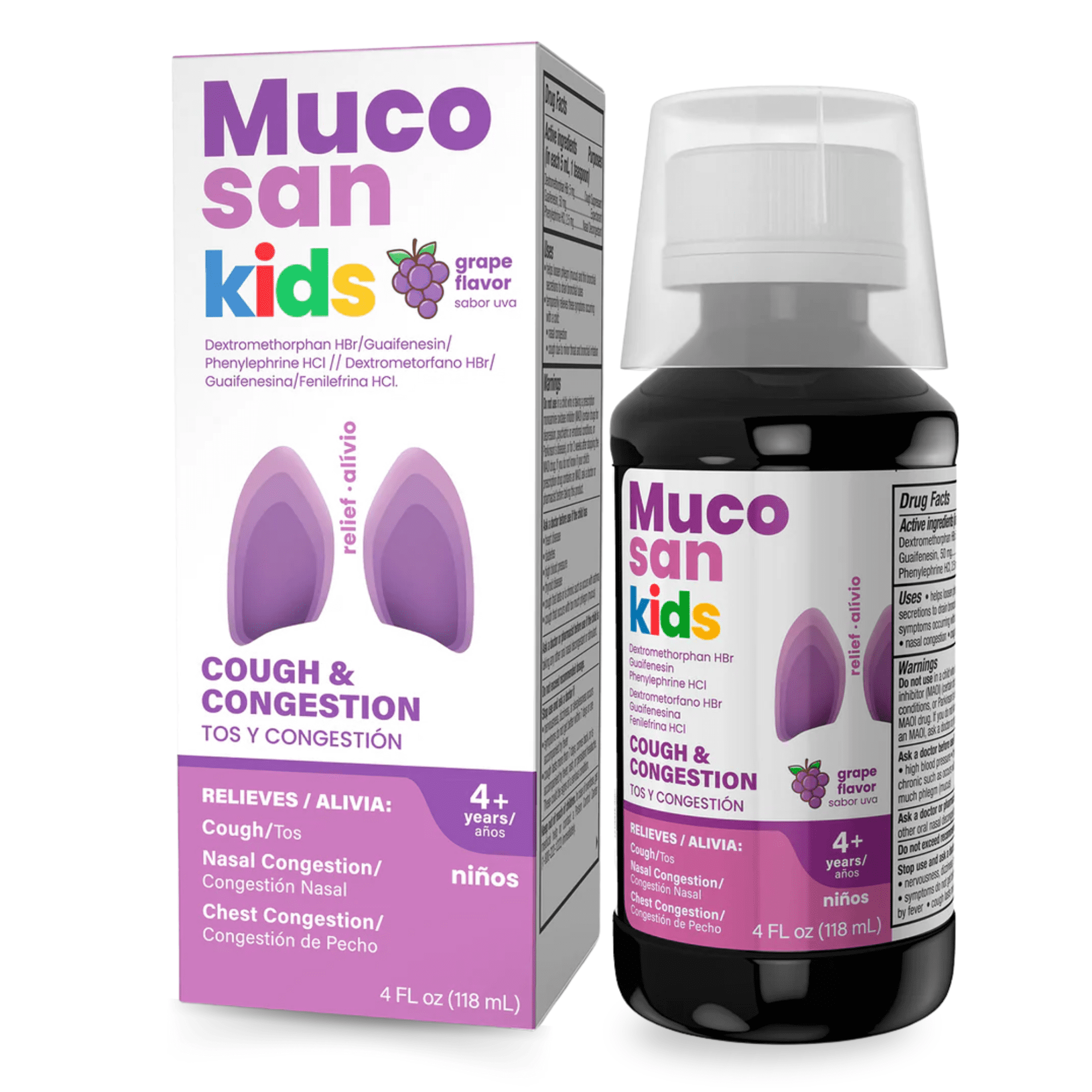 Menper Mucosan Kids Herbal Syrup – Grape Flavor – 4 fl oz - Walmart.com