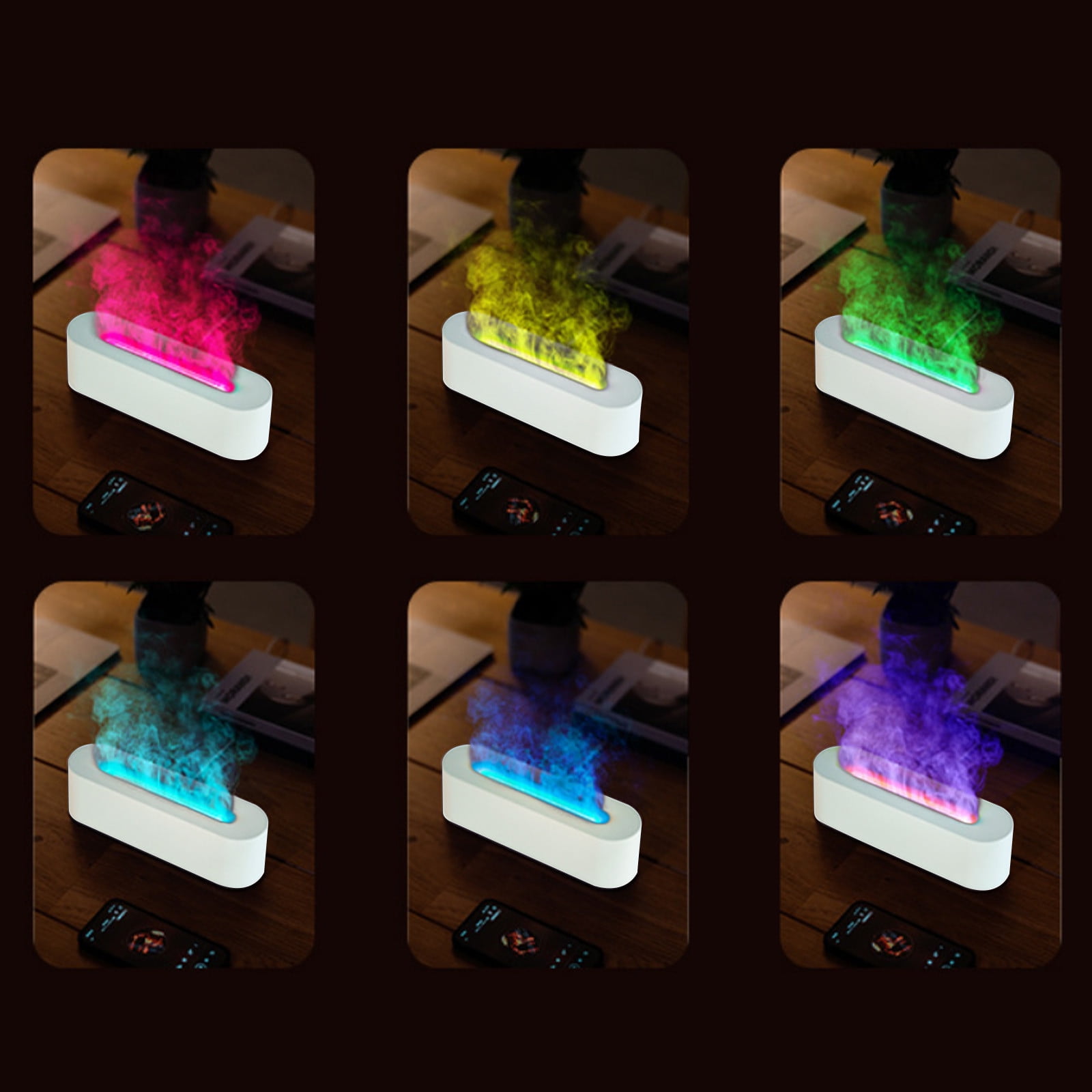 Menrkoo Aromatherapy Humidifier, 150Ml, 7 Colour Flame Lighting Effect ...